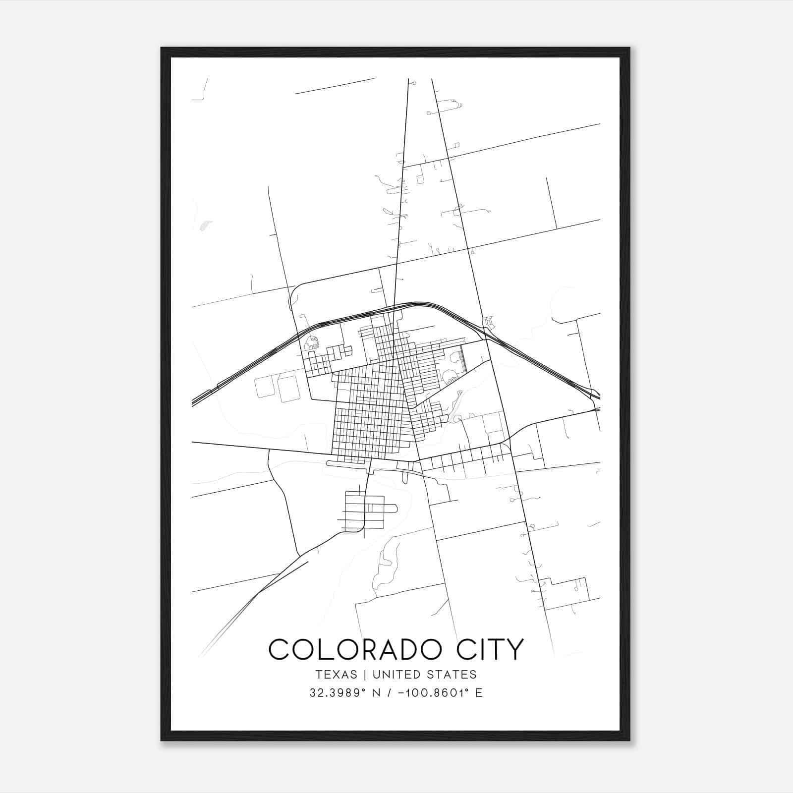 Colorado City Texas Map Poster, Modern Home Decor Wall Art Print ...
