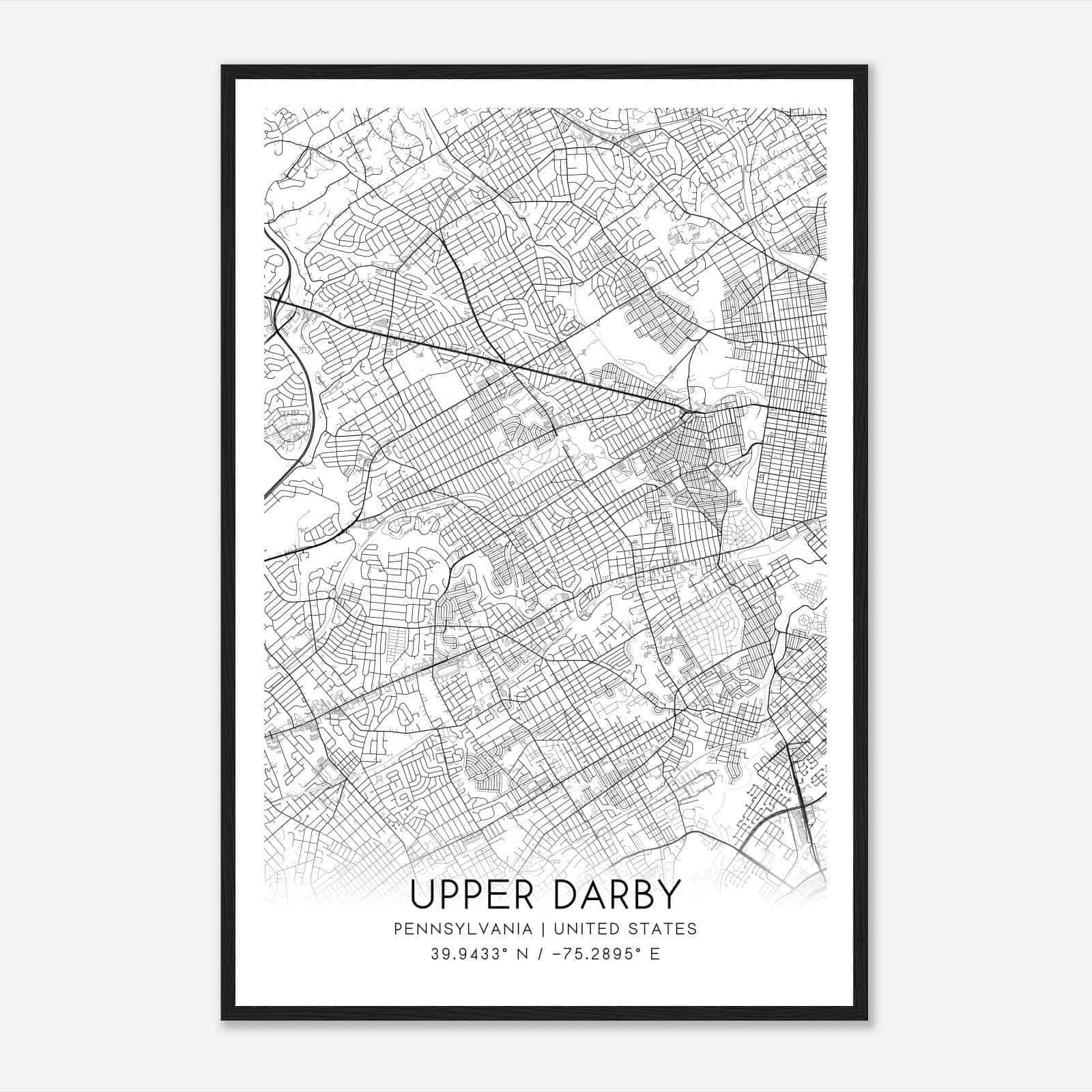 Upper Darby Pennsylvania Map Poster, Modern Home Decor Wall Art Print ...
