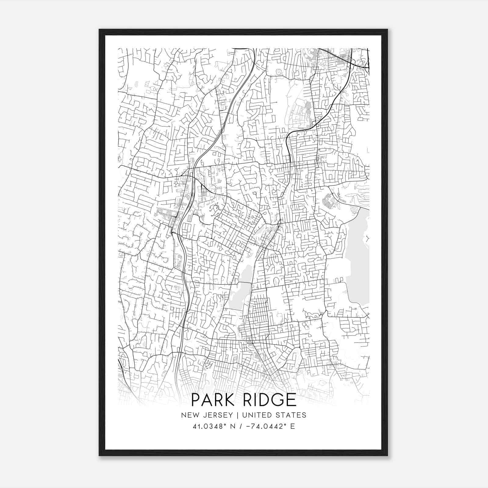 Park Ridge New Jersey Map Poster, Modern Home Decor Wall Art Print ...