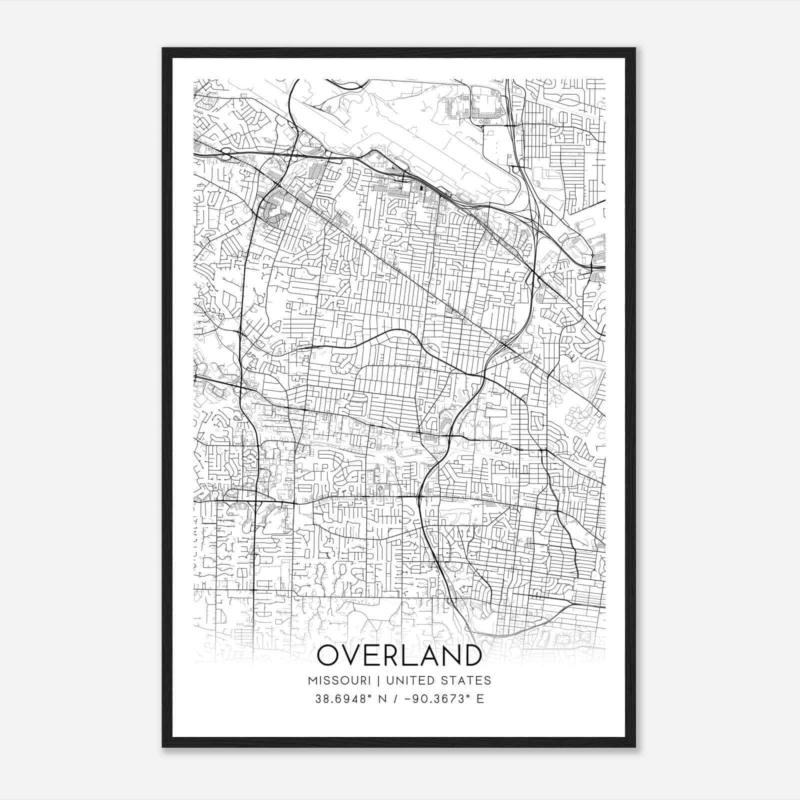 Overland Missouri Map Poster, Modern Home Decor Wall Art Print - Custom ...