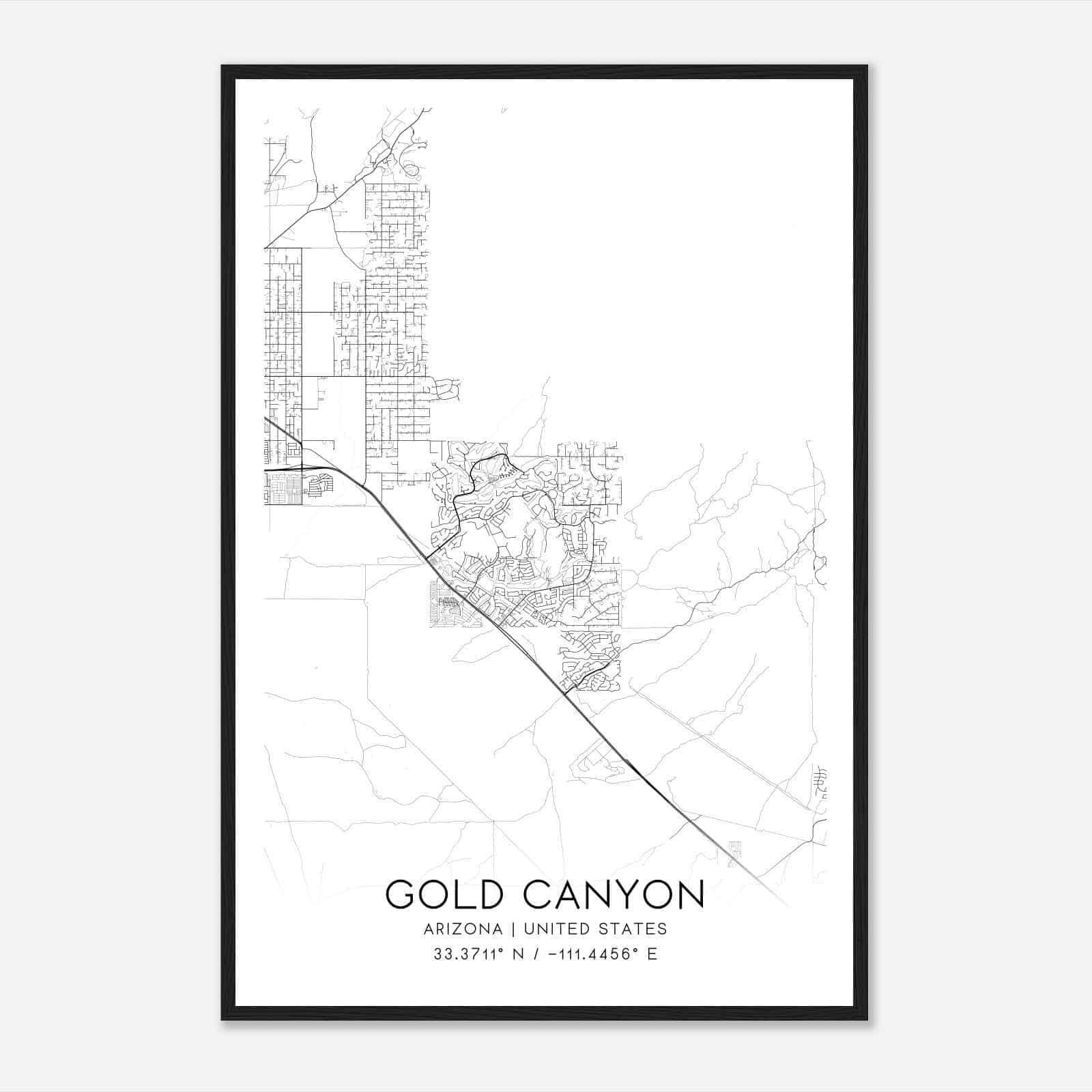 Gold Canyon Arizona Map Poster, Modern Home Decor Wall Art Print ...