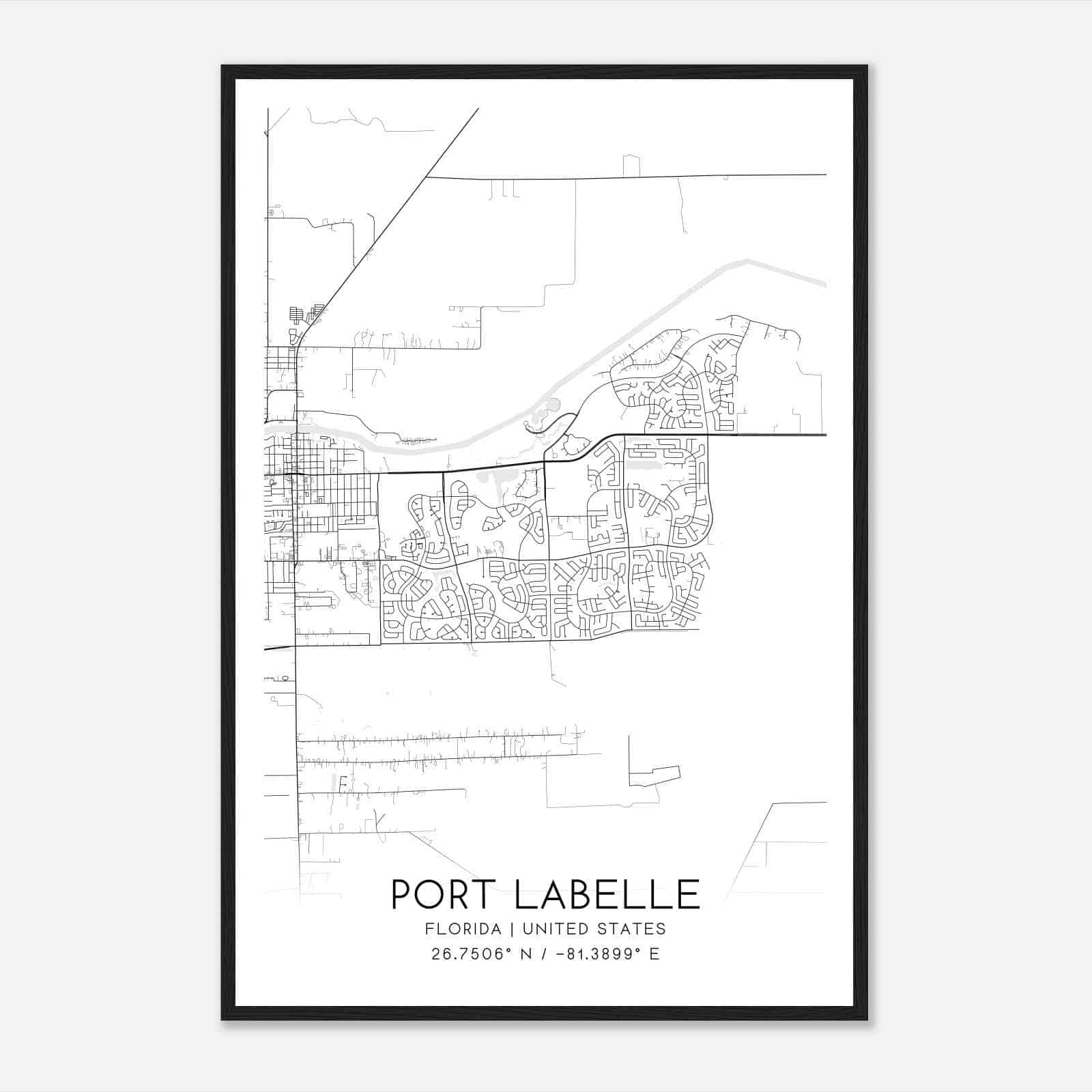Port Labelle Florida Map Poster, Modern Home Decor Wall Art Print ...
