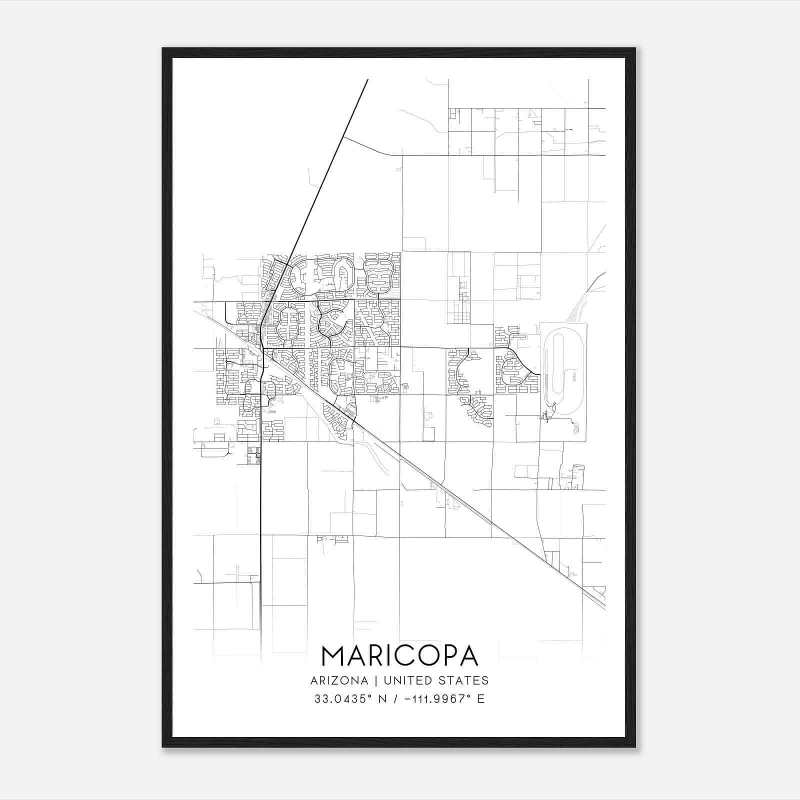 Maricopa Arizona Map Poster, Modern Home Decor Wall Art Print - Custom ...