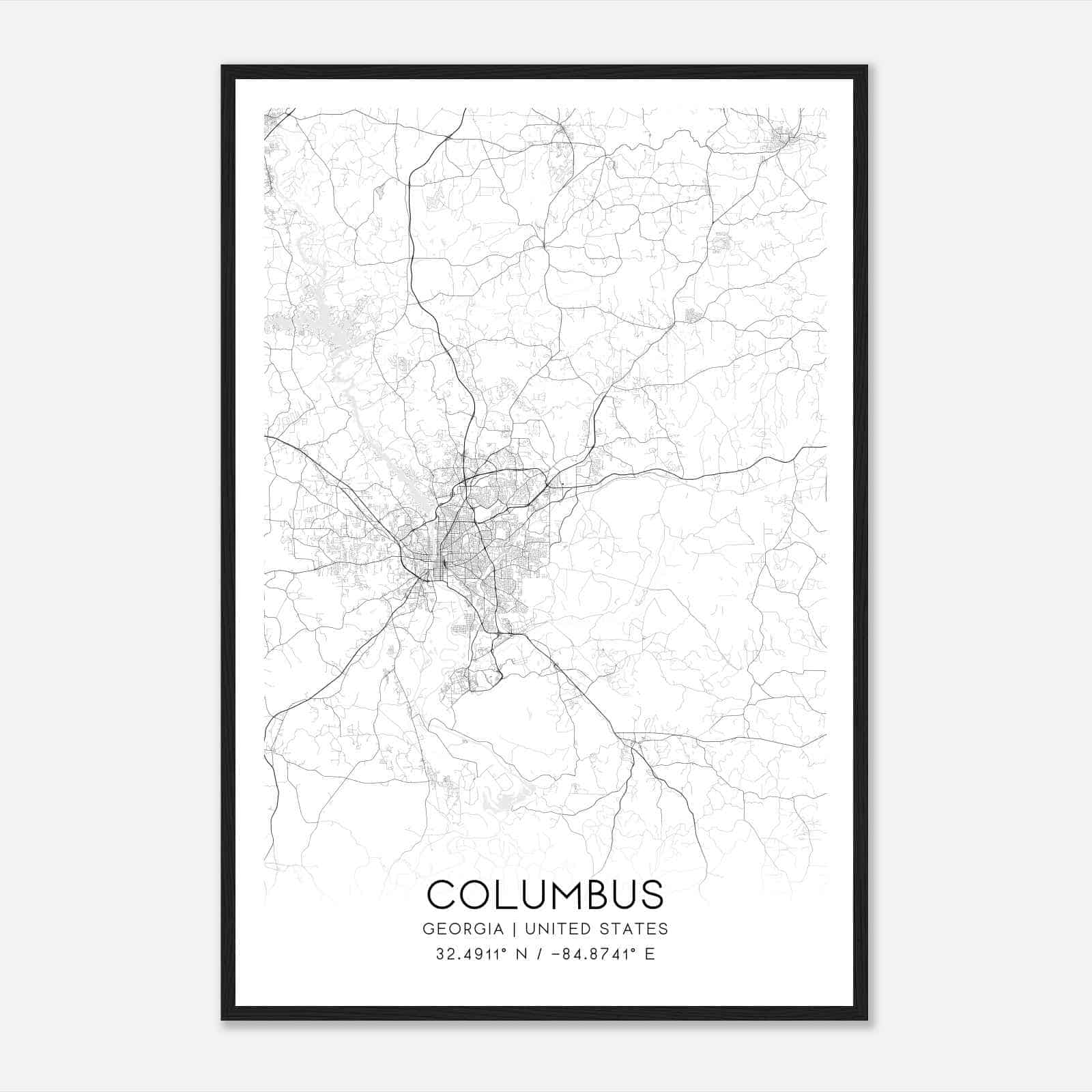 Columbus Georgia Map Poster, Modern Home Decor Wall Art Print - Custom ...