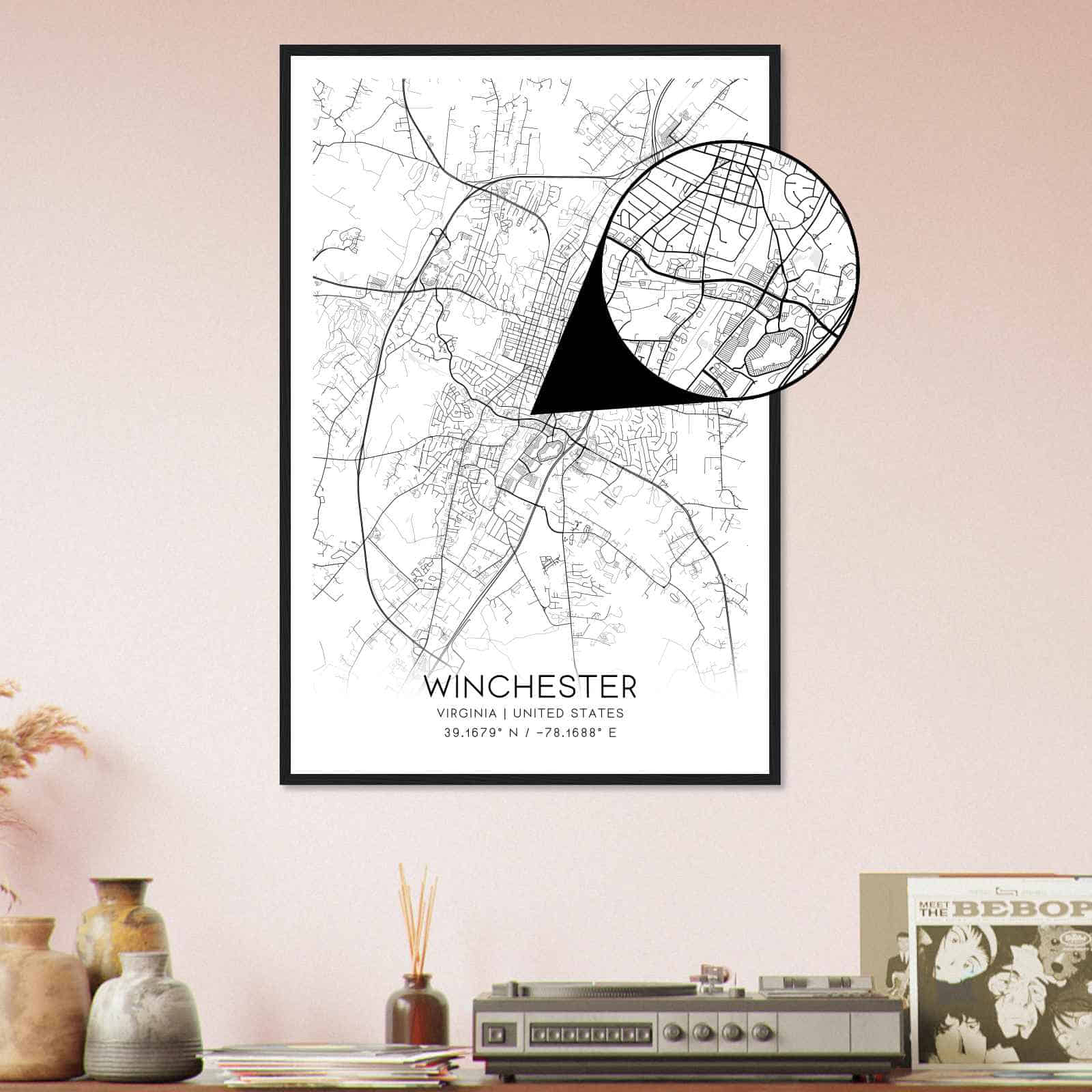 Winchester Virginia Map Poster, Modern Home Decor Wall Art Print ...