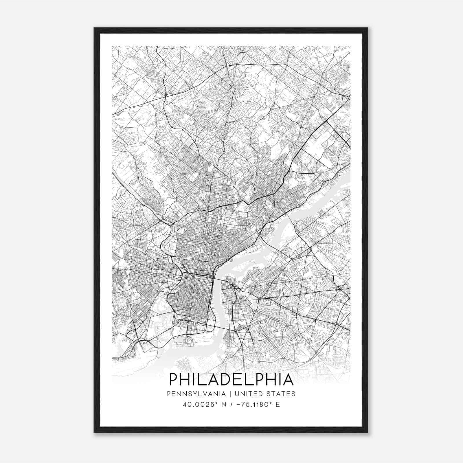 Philadelphia Pennsylvania Map Poster, Modern Home Decor Wall Art Print ...