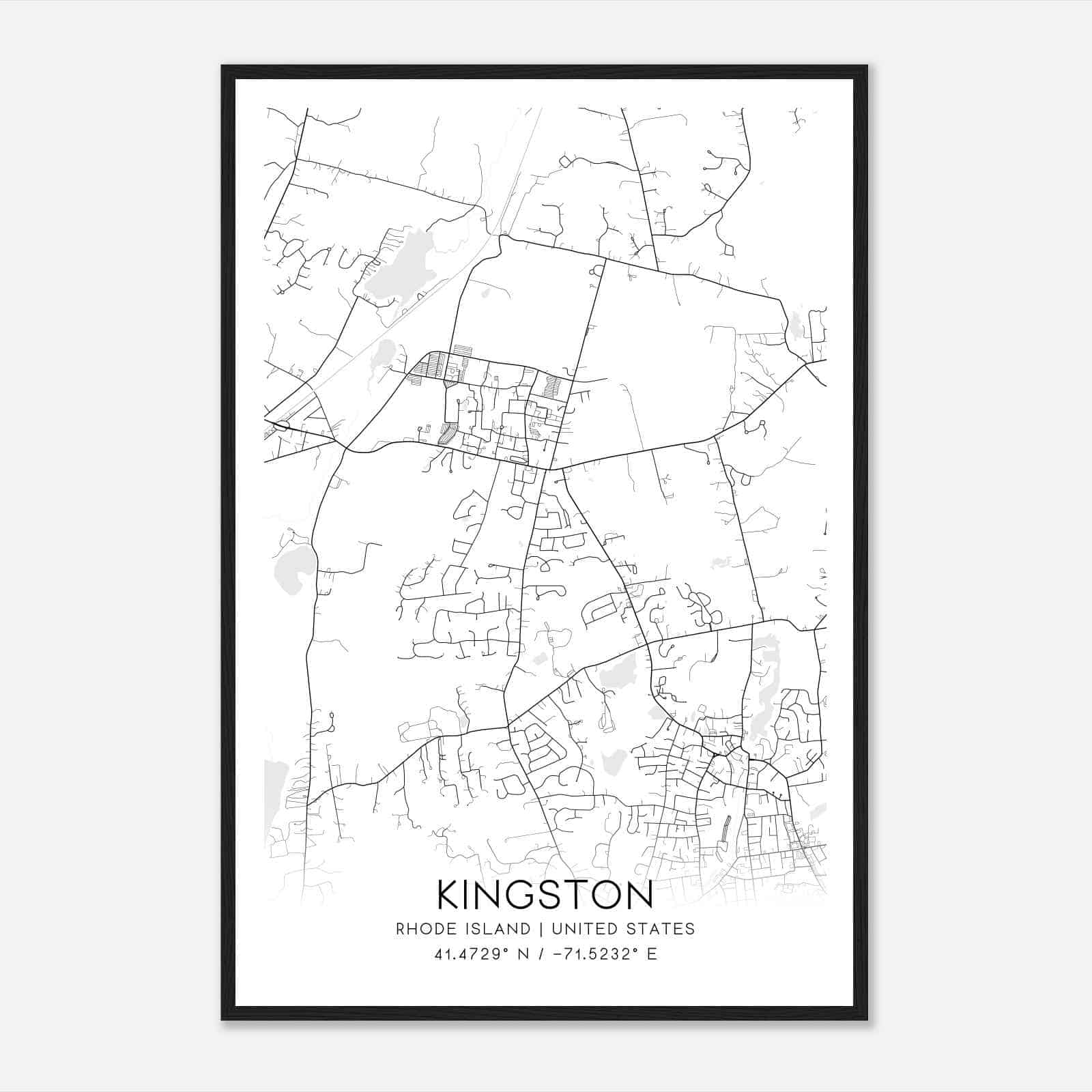 Kingston Rhode Island Map Poster, Modern Home Decor Wall Art Print ...