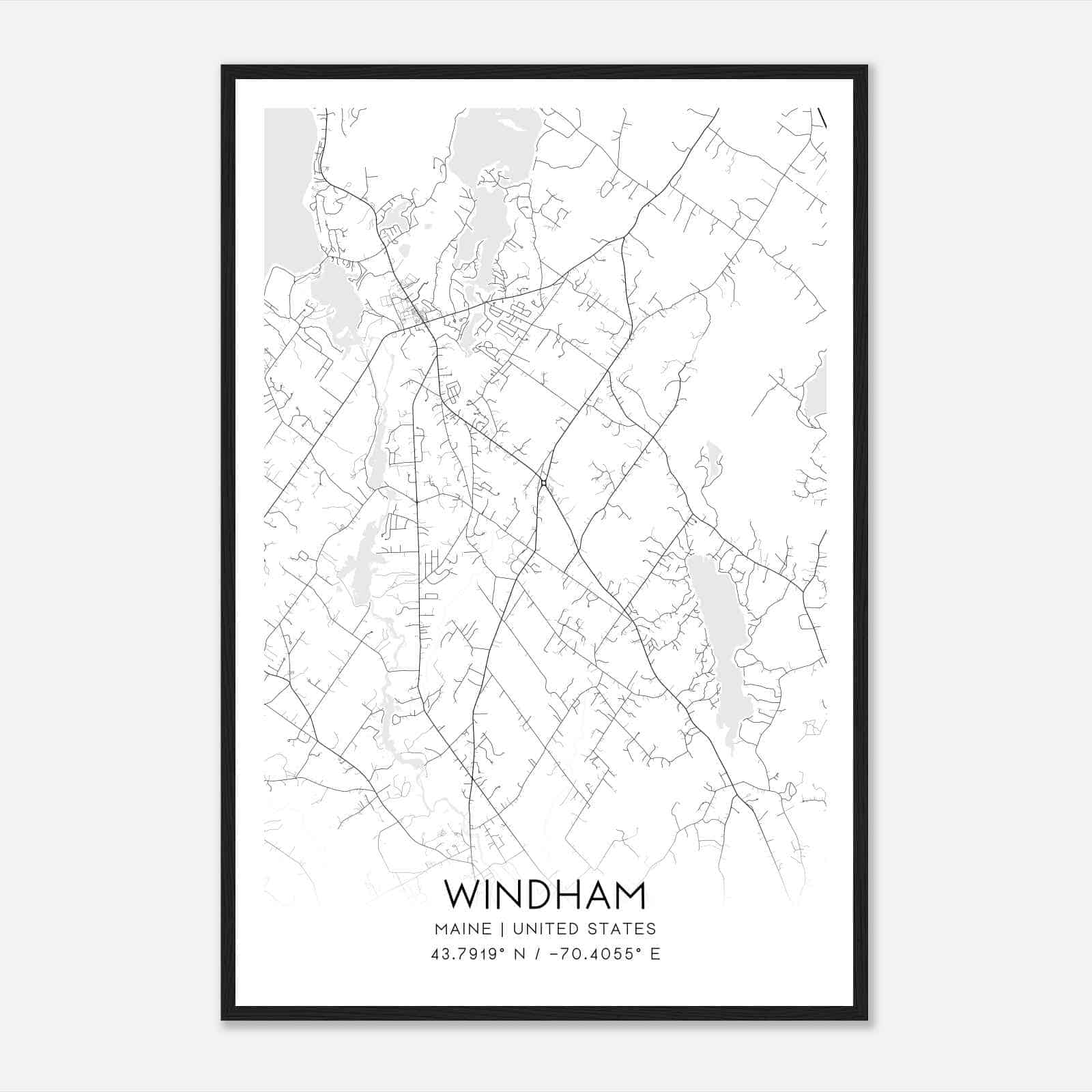 Windham Maine Map Poster, Modern Home Decor Wall Art Print - Custom ...