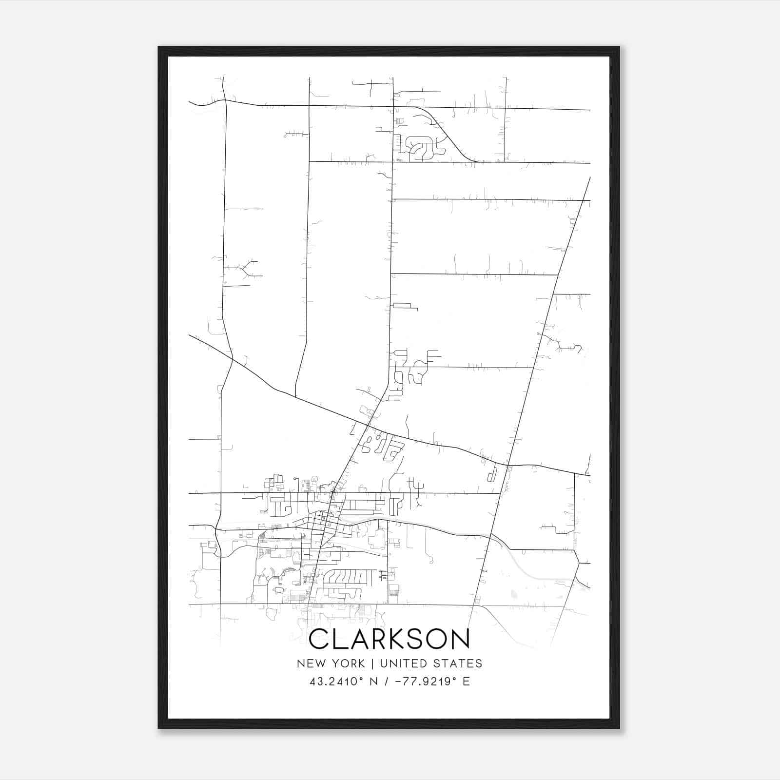 Clarkson New York Map Poster, Modern Home Decor Wall Art Print - Custom ...