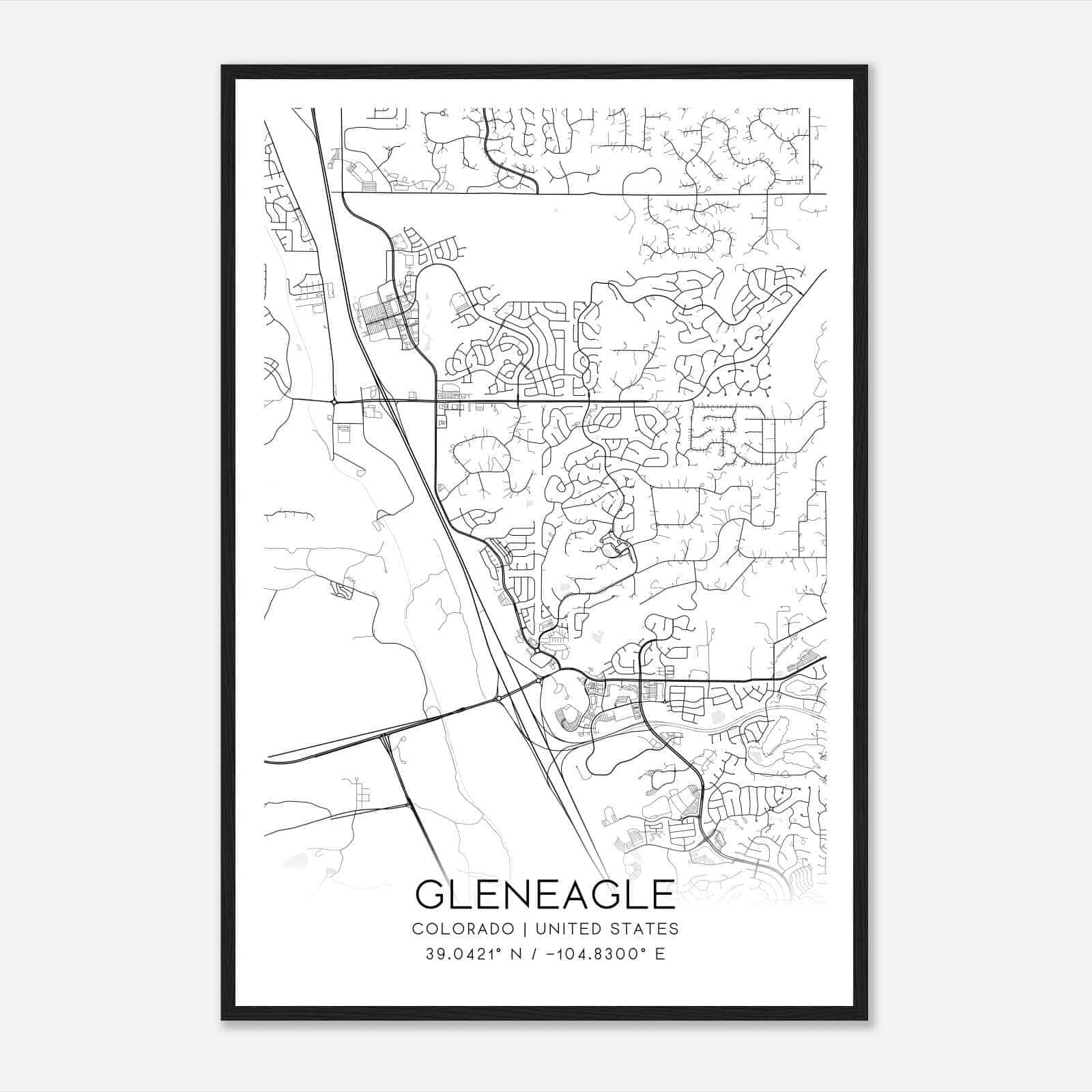 Gleneagle Colorado Map Poster, Modern Home Decor Wall Art Print - Custom Maps & Posters