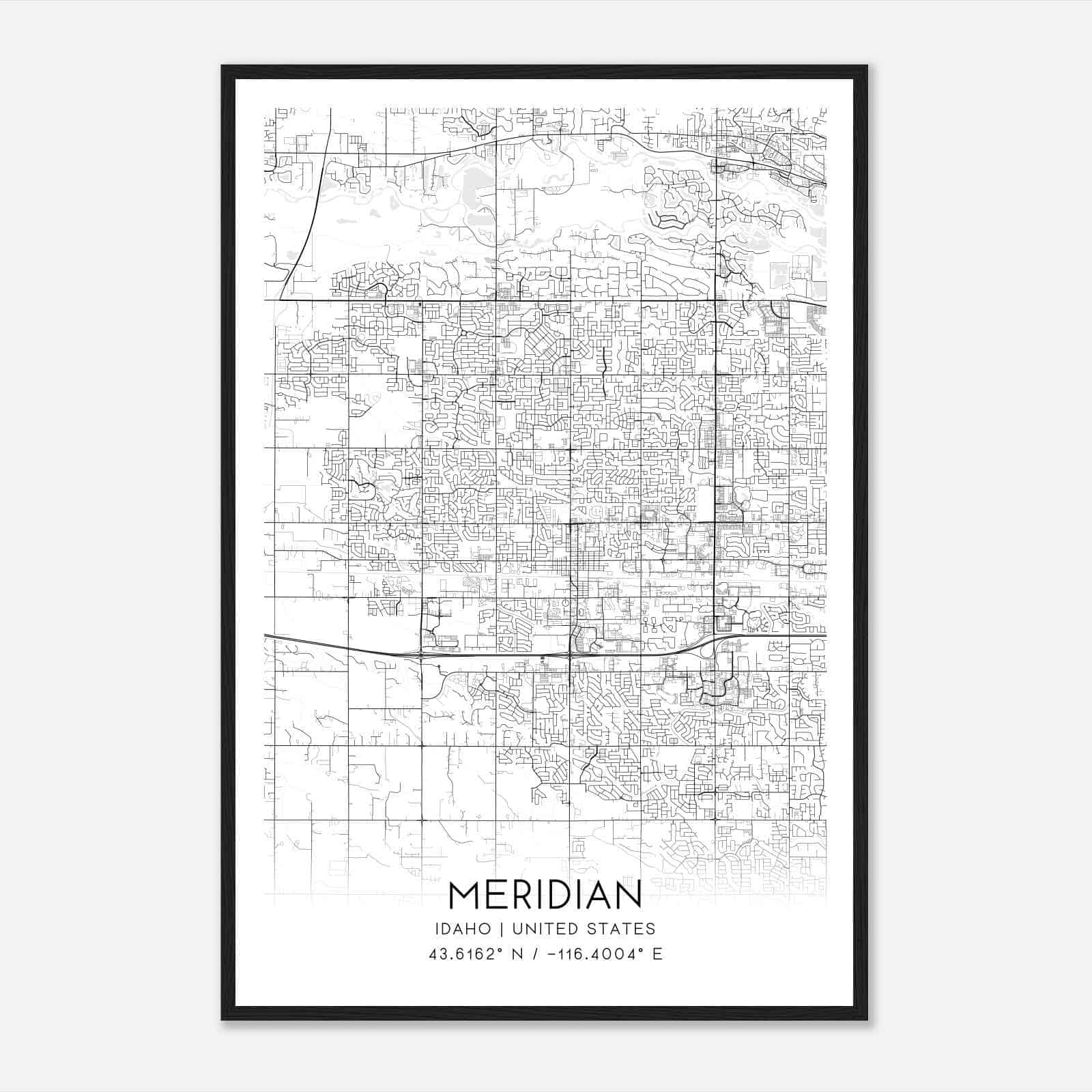 Meridian Idaho Map Poster, Modern Home Decor Wall Art Print - Custom ...
