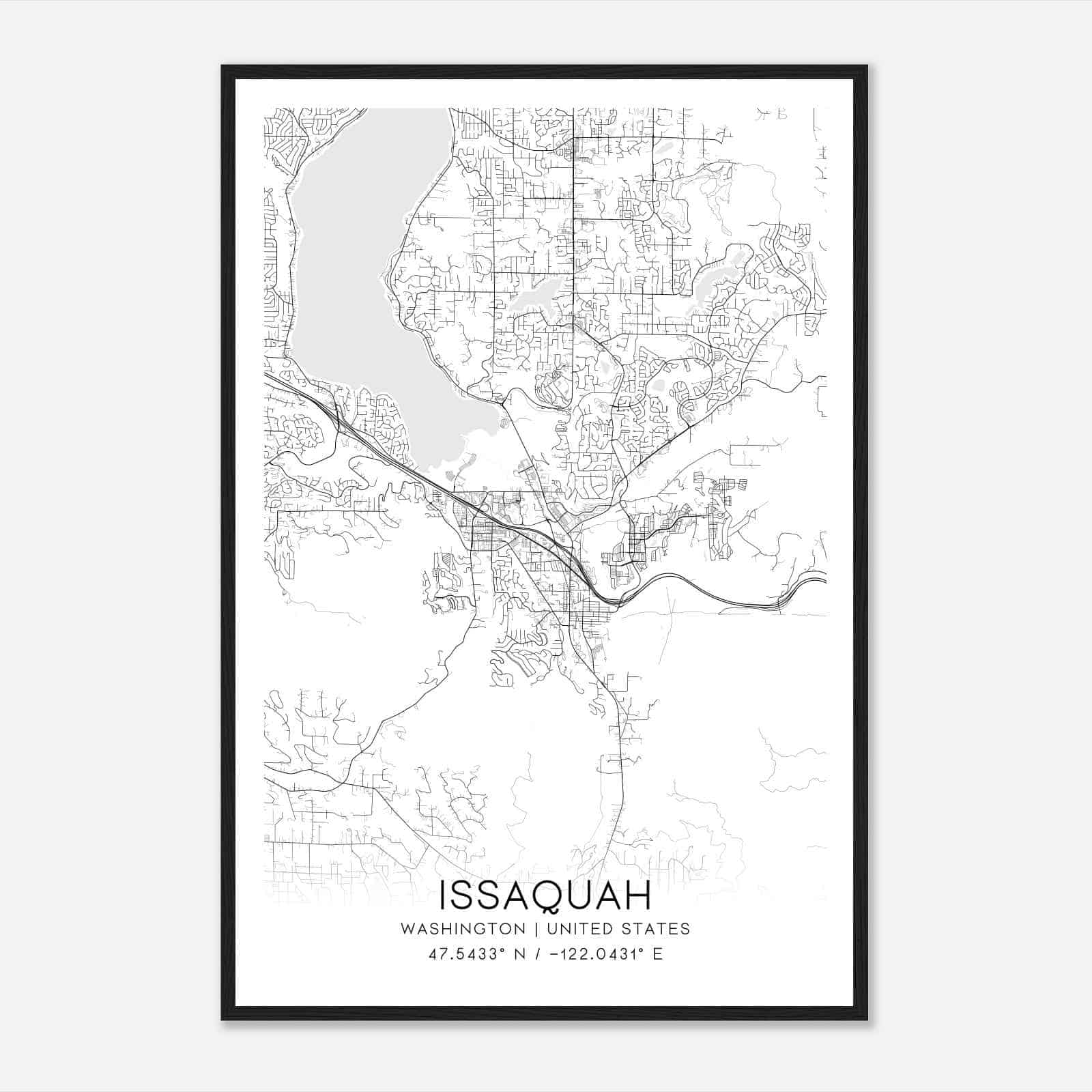 Issaquah Washington Map Poster, Modern Home Decor Wall Art Print ...