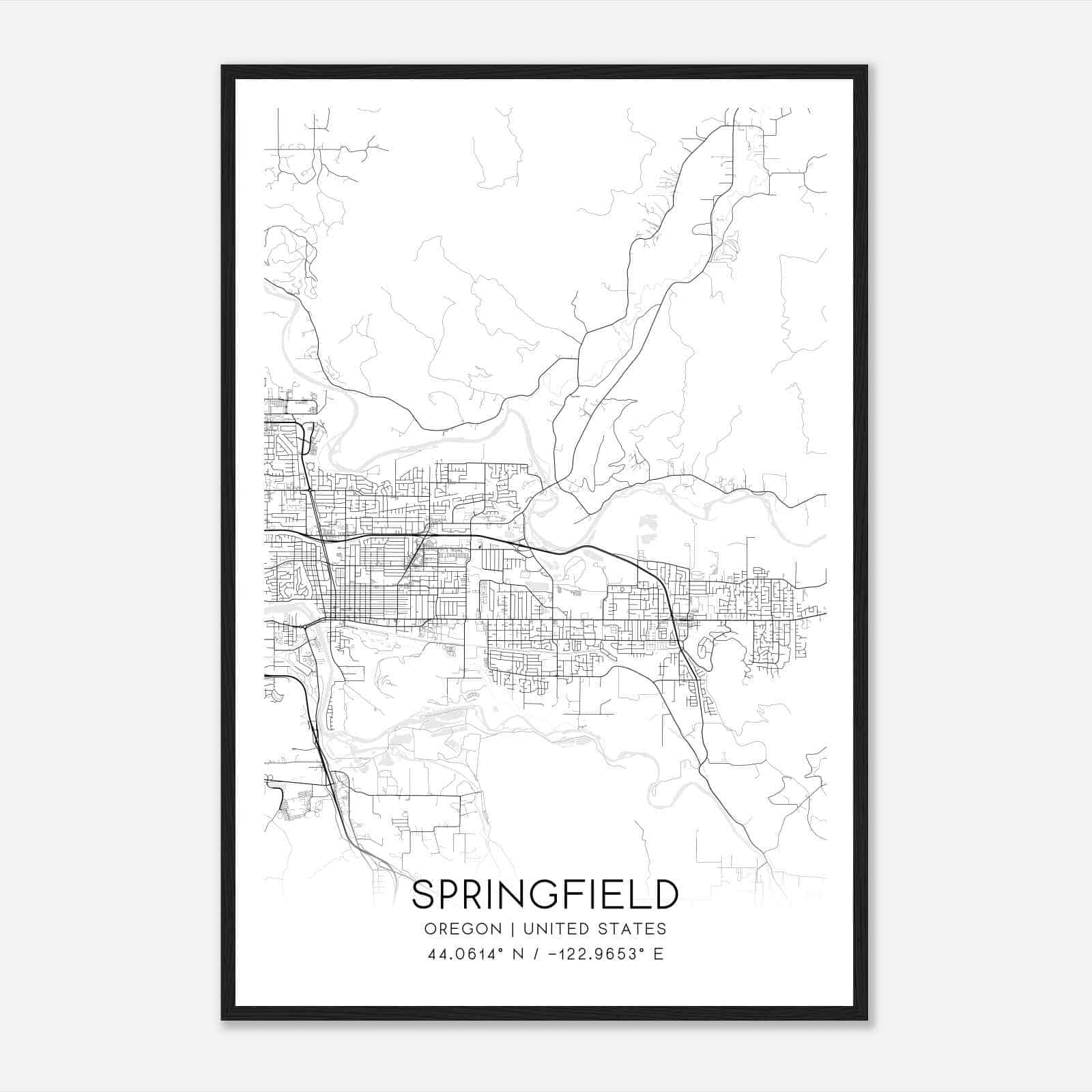 Springfield Oregon Map Poster, Modern Home Decor Wall Art Print ...
