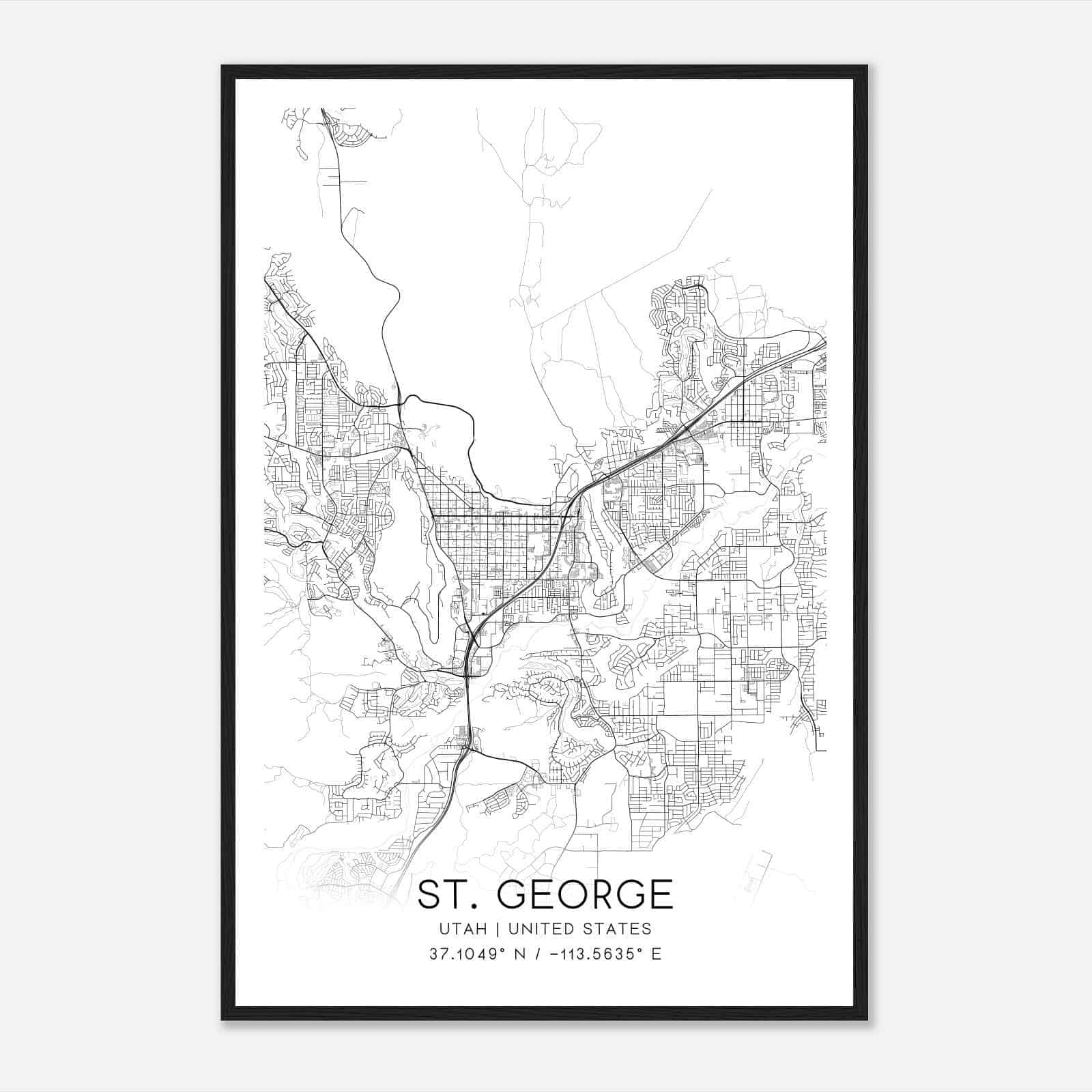 St. George Utah Map Poster, Modern Home Decor Wall Art Print - Custom ...