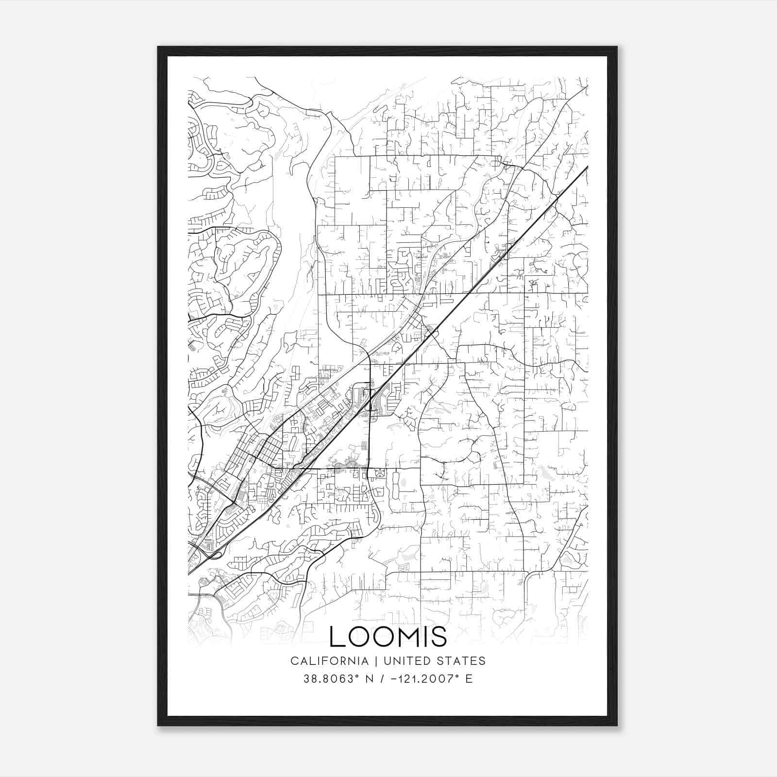 Loomis California Map Poster, Modern Home Decor Wall Art Print - Custom ...