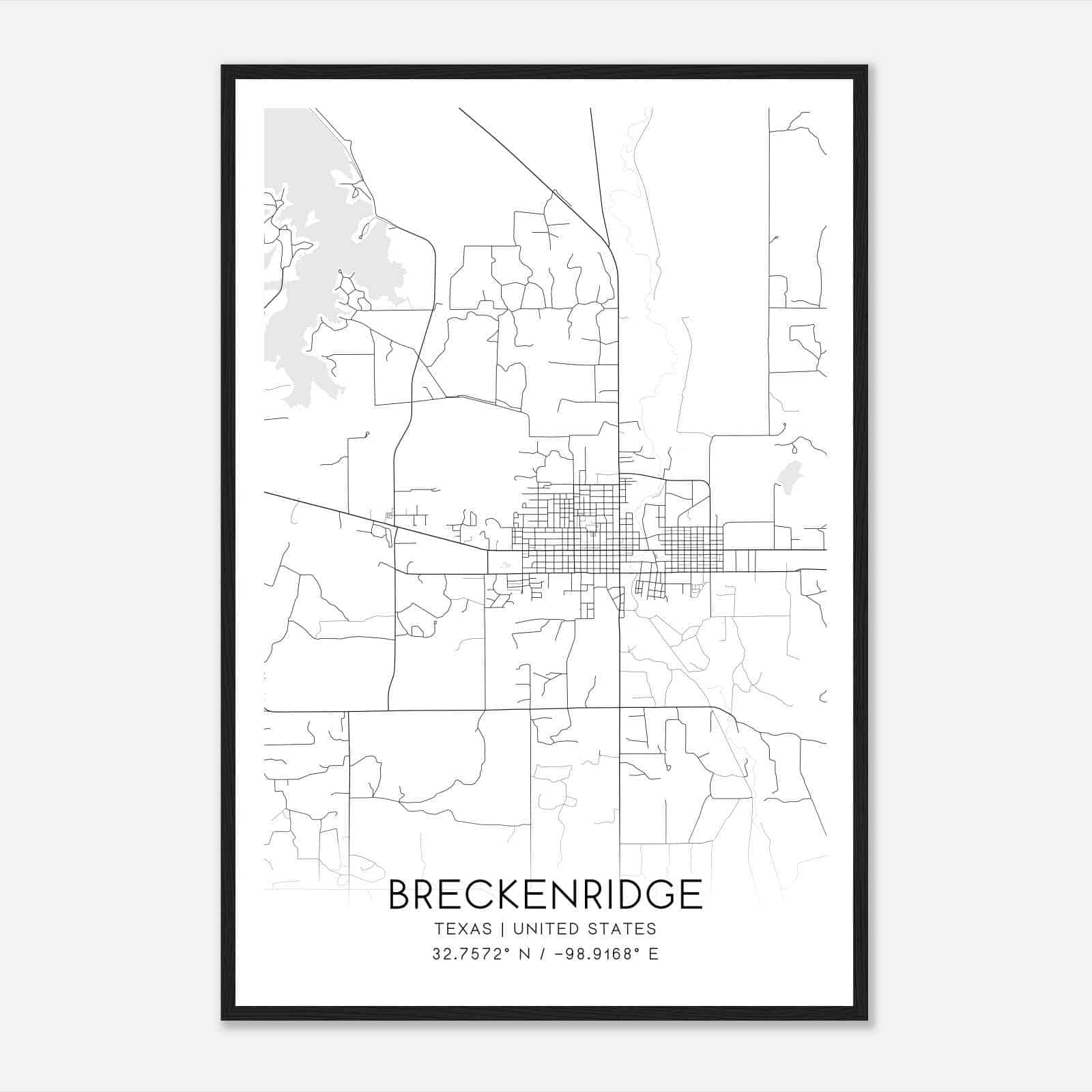 Breckenridge Texas Map Poster, Modern Home Decor Wall Art Print ...