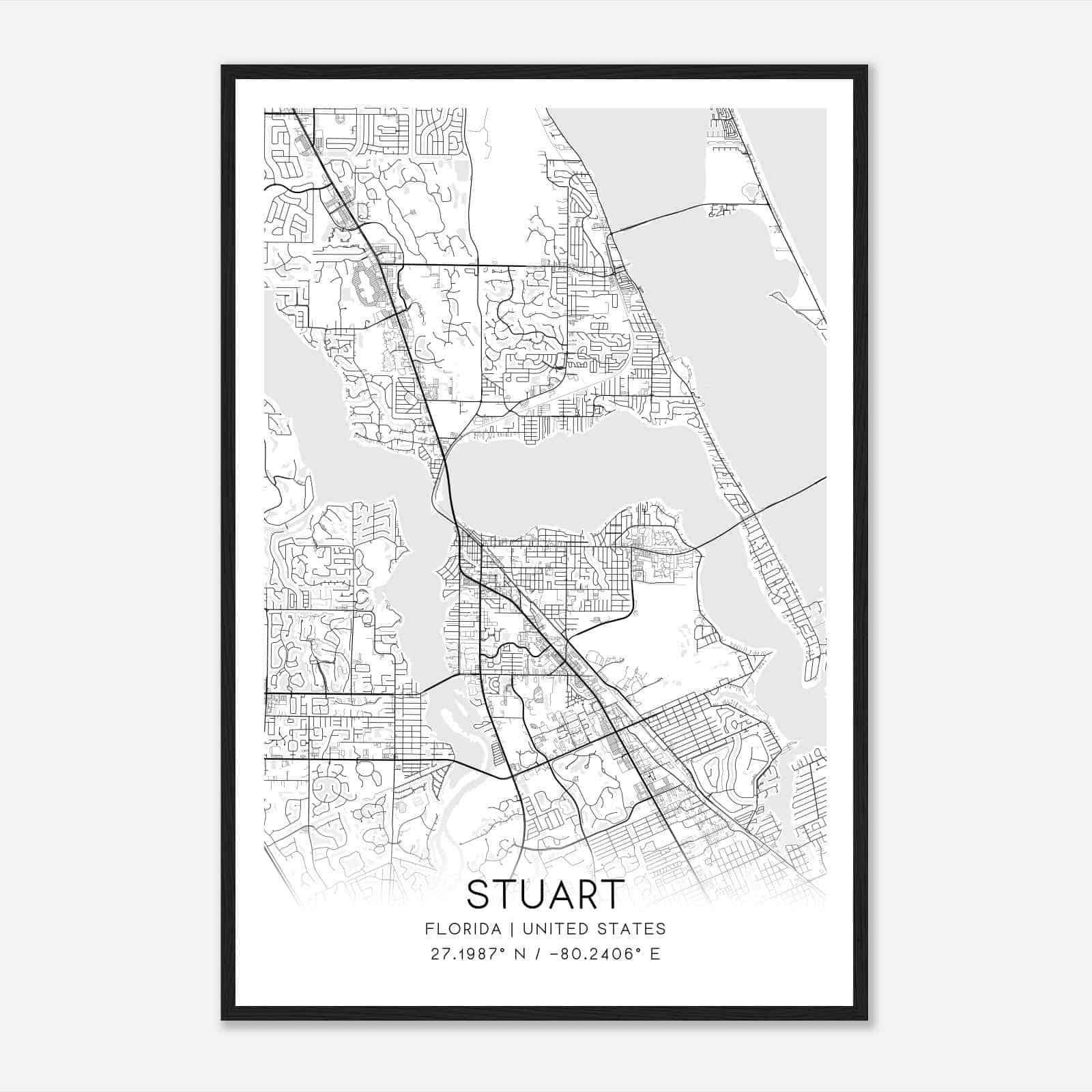 Stuart Florida Map Poster, Modern Home Decor Wall Art Print - Custom ...