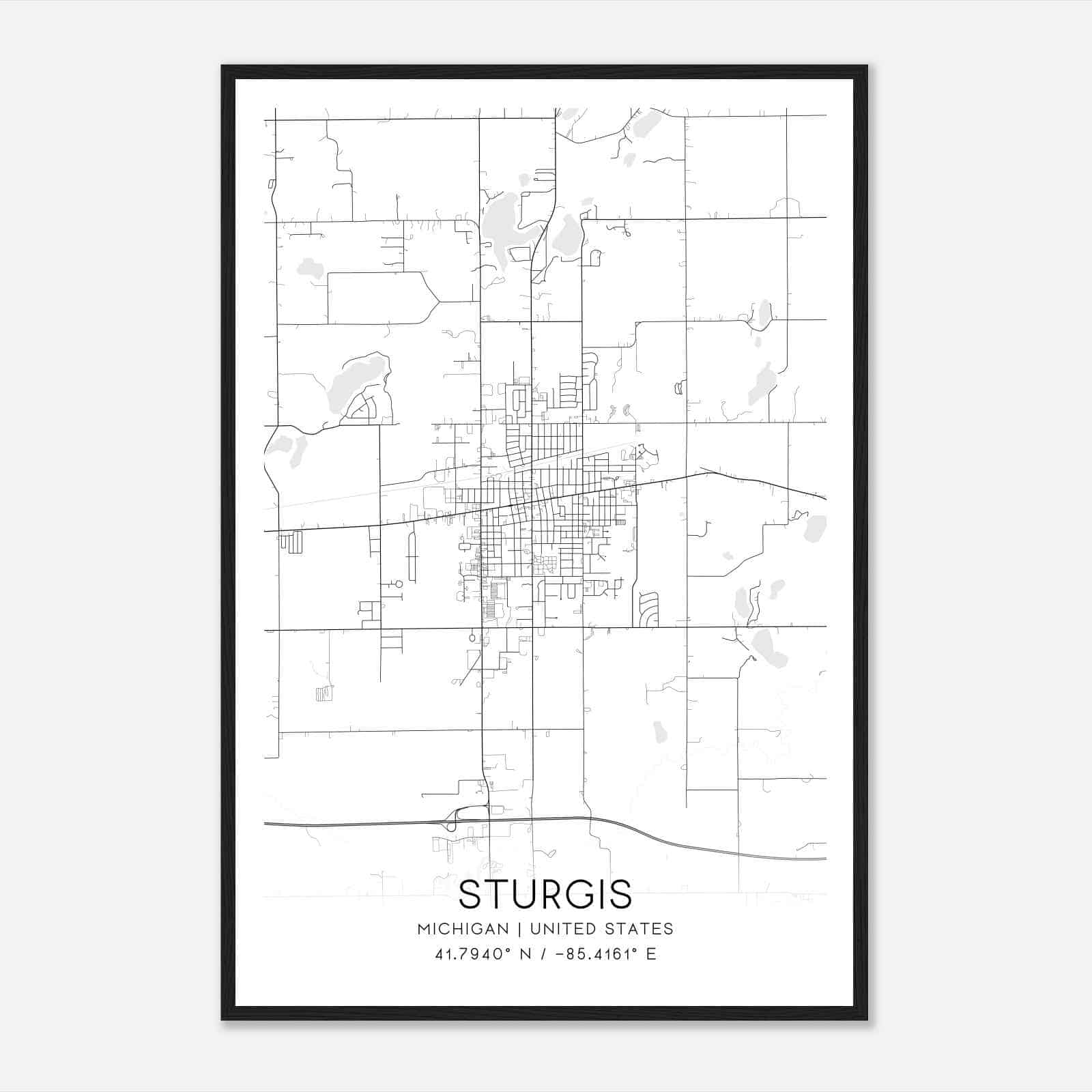 Sturgis Michigan Map Poster, Modern Home Decor Wall Art Print - Custom ...