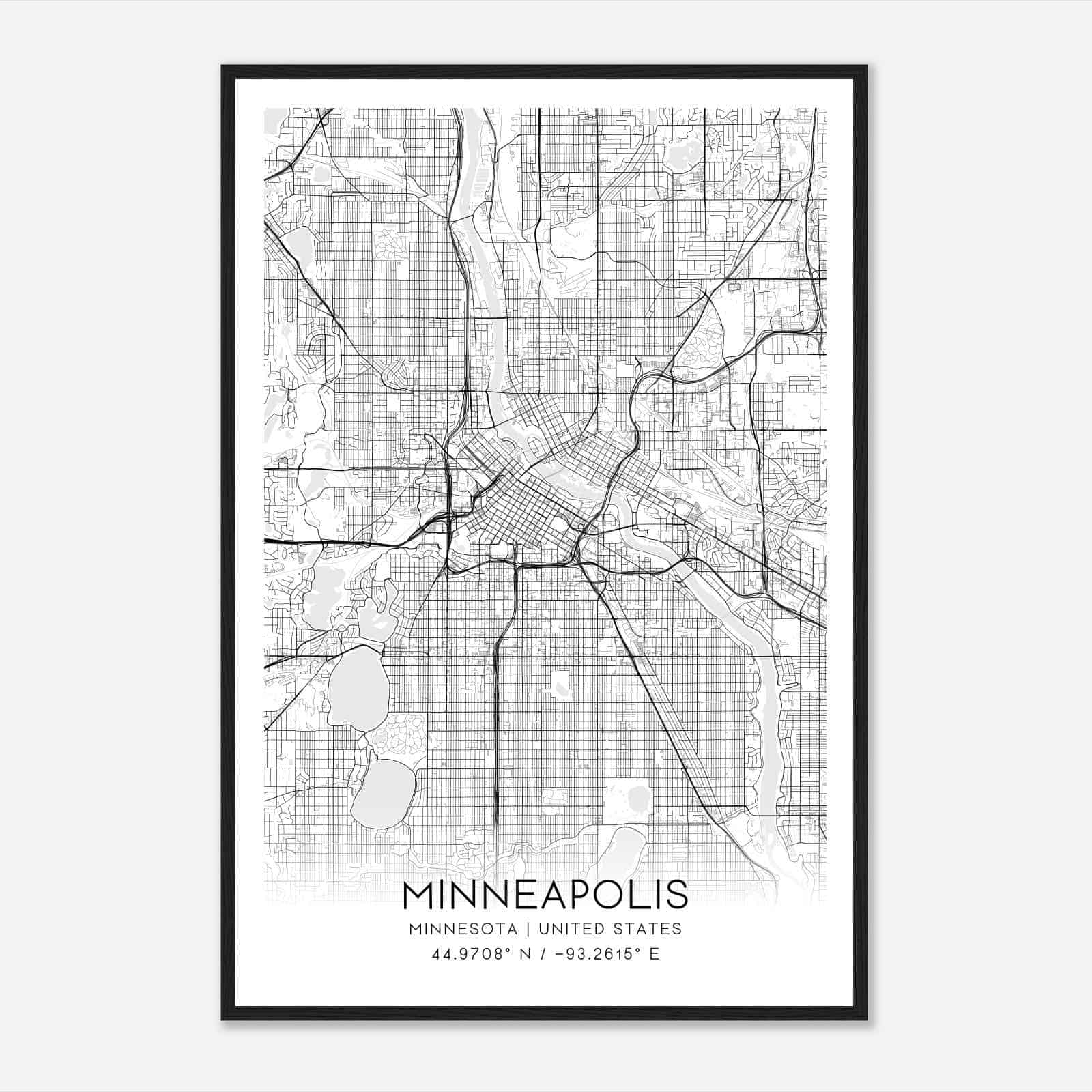 Minneapolis Minnesota Map Poster, Modern Home Decor Wall Art Print ...