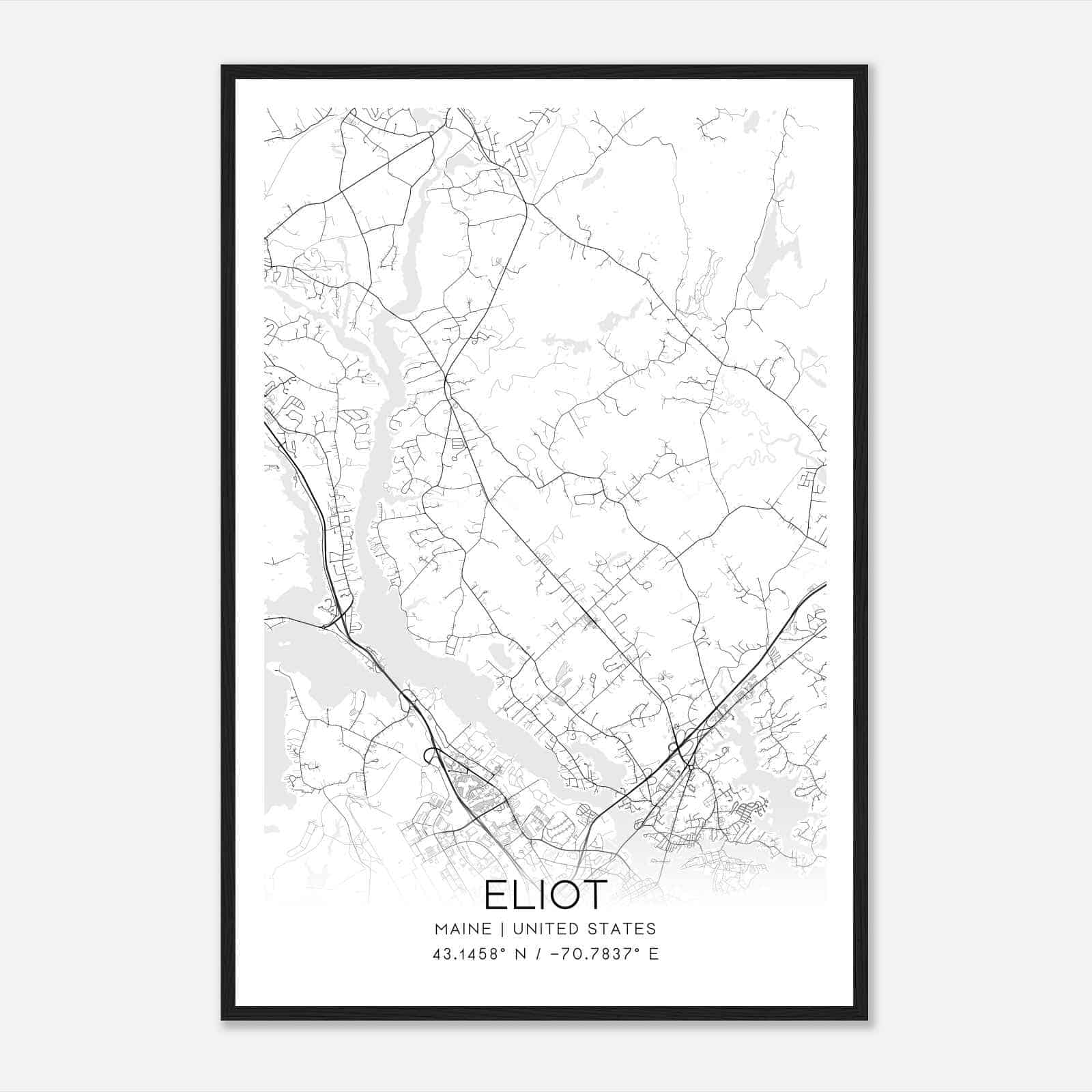 Eliot Maine Map Poster, Modern Home Decor Wall Art Print - Custom Maps ...