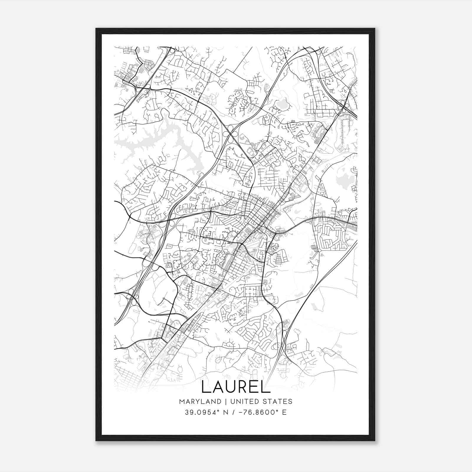Laurel Maryland Map Poster, Modern Home Decor Wall Art Print - Custom ...