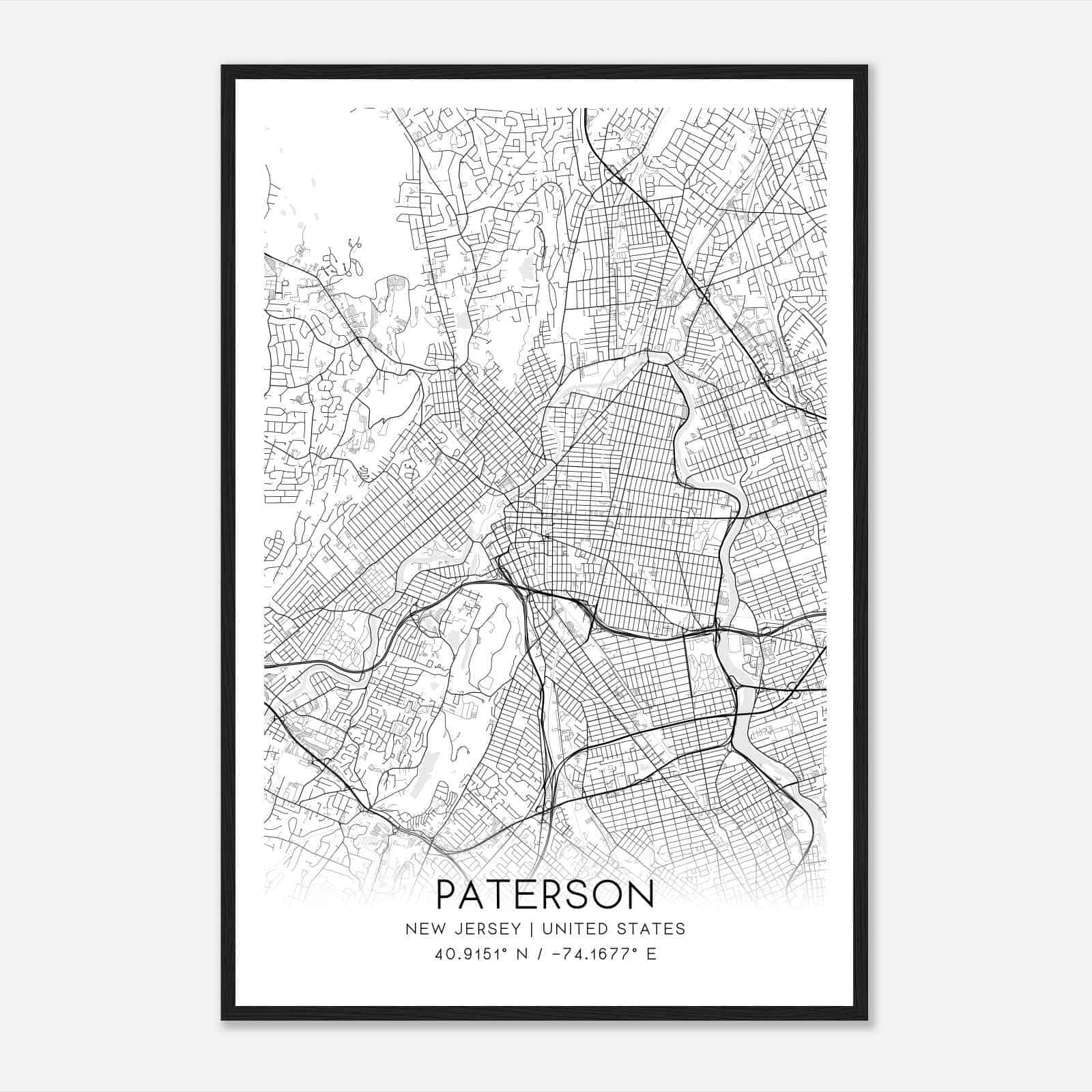 Paterson New Jersey Map Poster, Modern Home Decor Wall Art Print ...