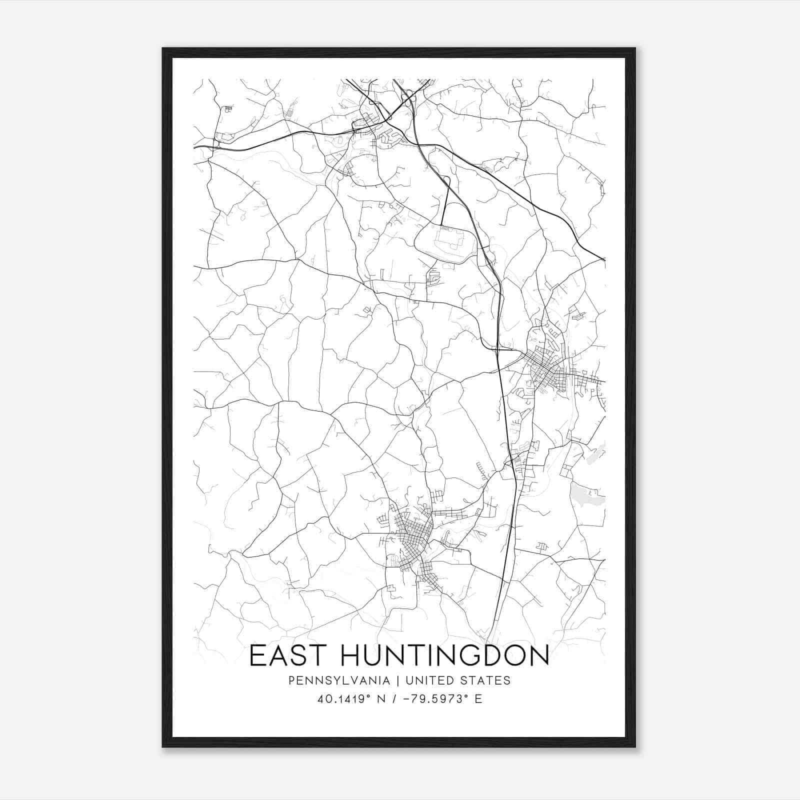 East Huntingdon Pennsylvania Map Poster, Modern Home Decor Wall Art ...