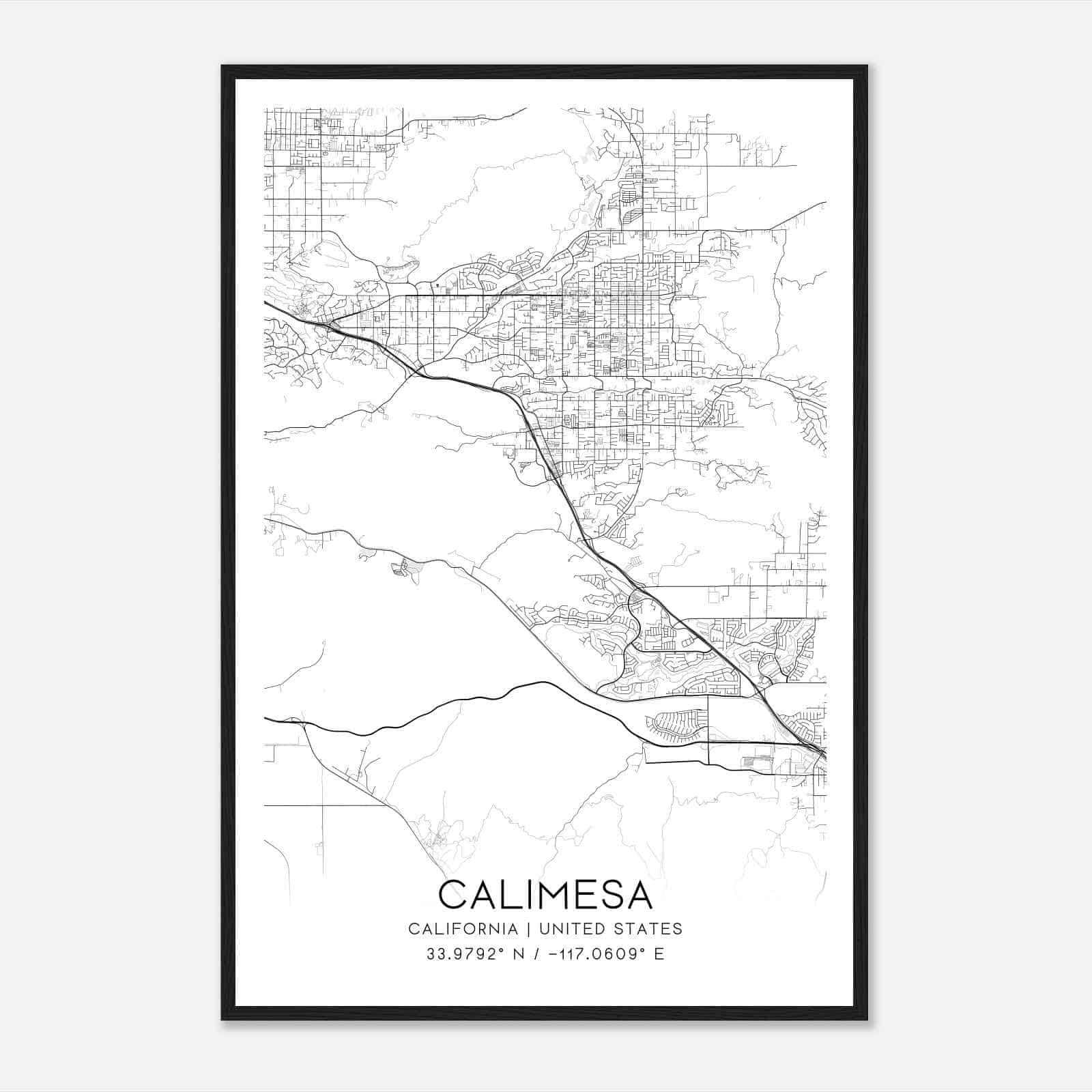 Calimesa California Map Poster, Modern Home Decor Wall Art Print ...