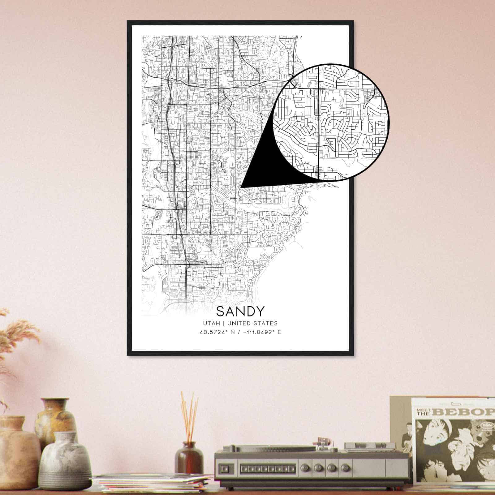 Sandy Utah Map Poster, Modern Home Decor Wall Art Print - Custom Maps ...
