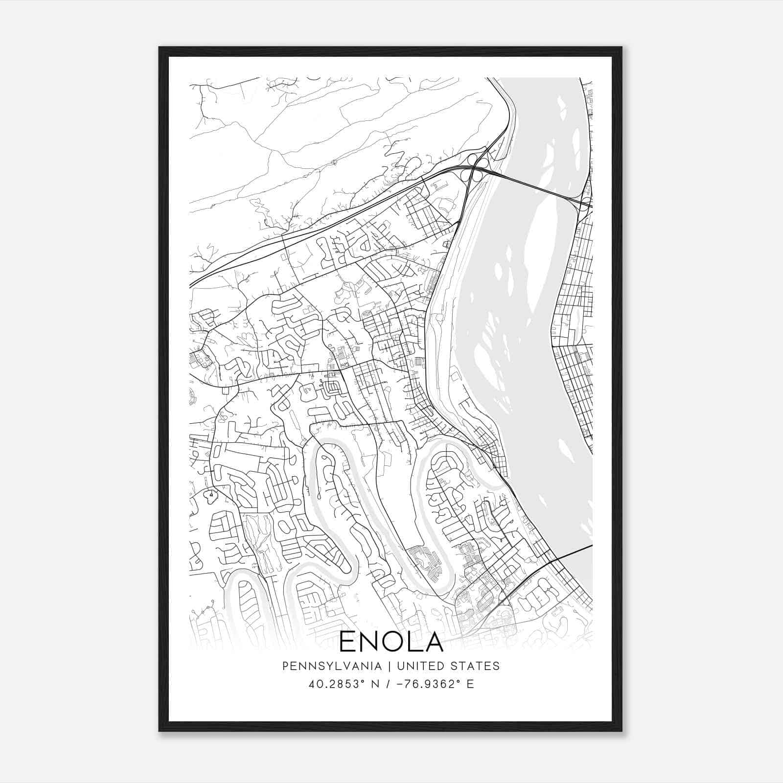 Enola Pennsylvania Map Poster, Modern Home Decor Wall Art Print ...