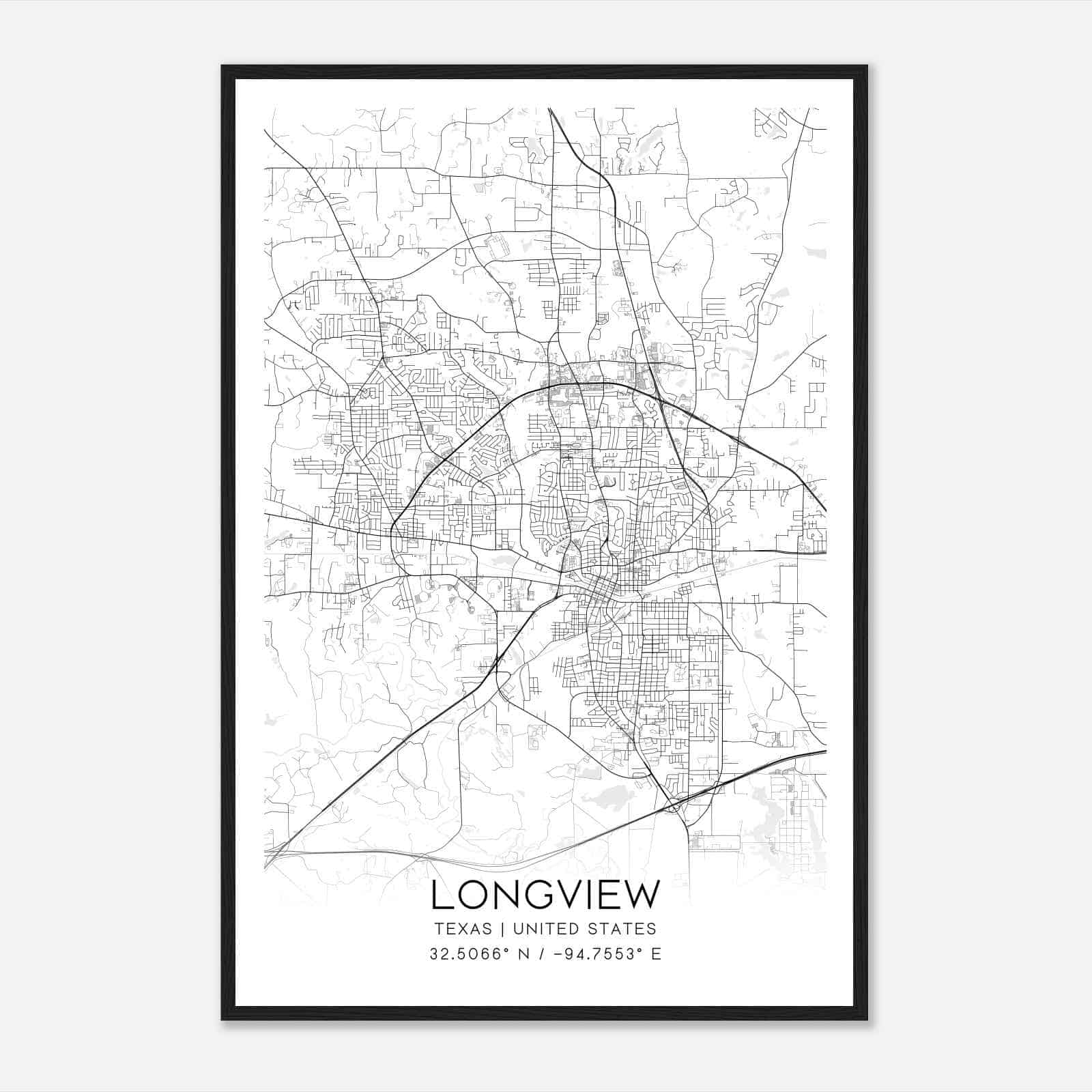 Longview Texas Map Poster, Modern Home Decor Wall Art Print - Custom ...