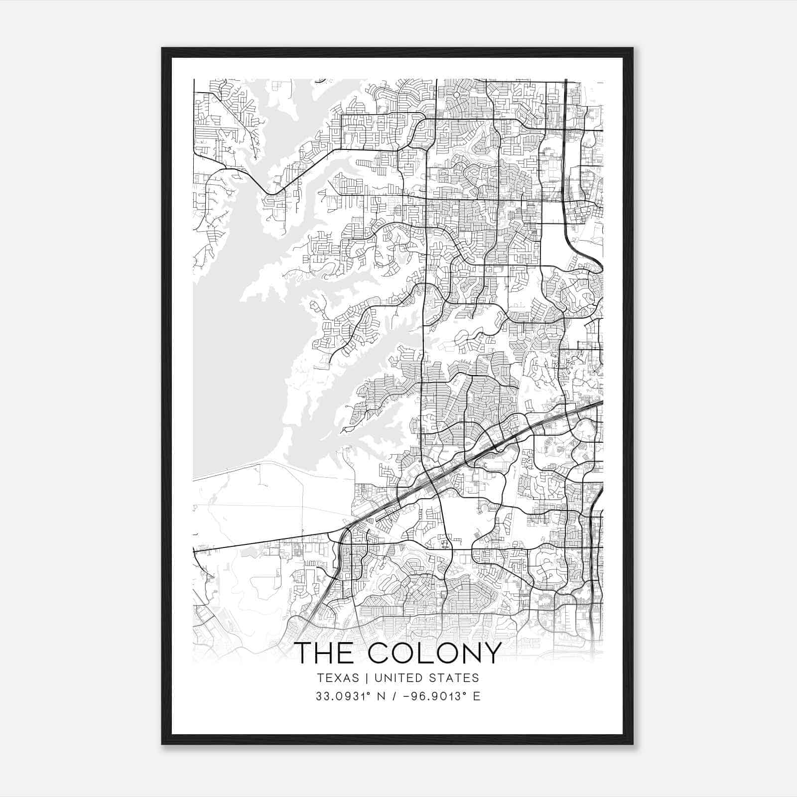 The Colony Texas Map Poster, Modern Home Decor Wall Art Print - Custom ...