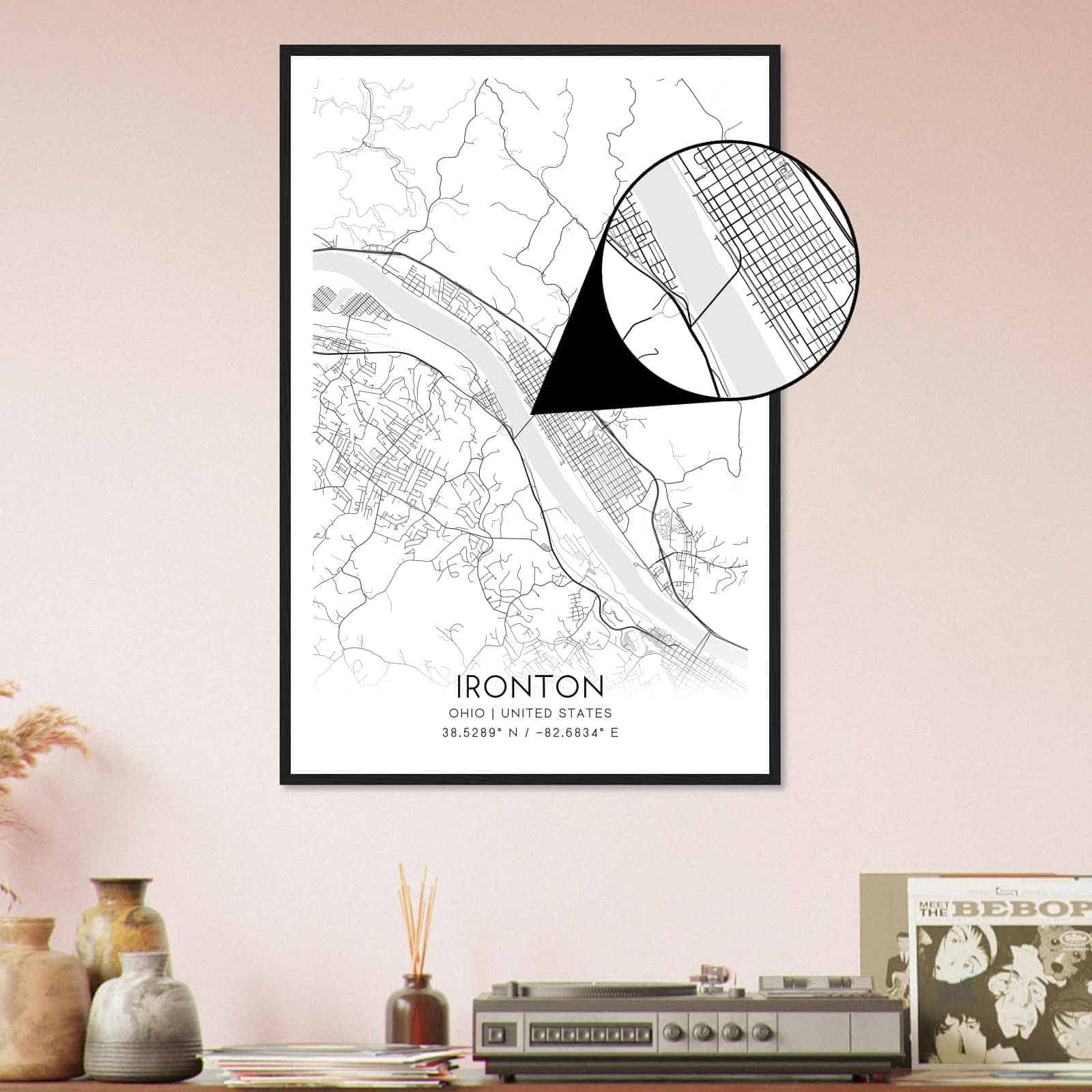 Ironton Ohio Map Poster, Modern Home Decor Wall Art Print - Custom Maps ...