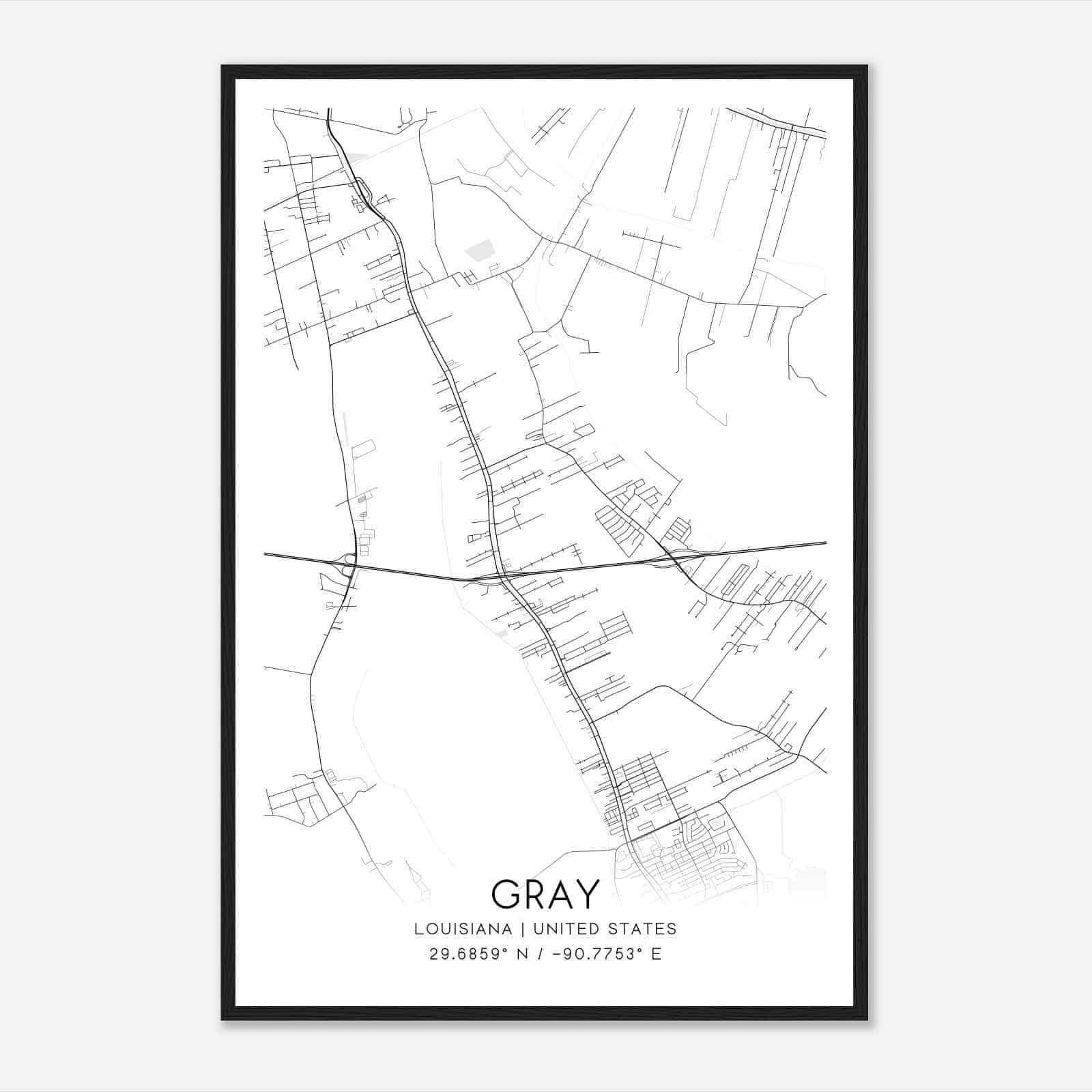 Gray Louisiana Map Poster, Modern Home Decor Wall Art Print - Custom ...