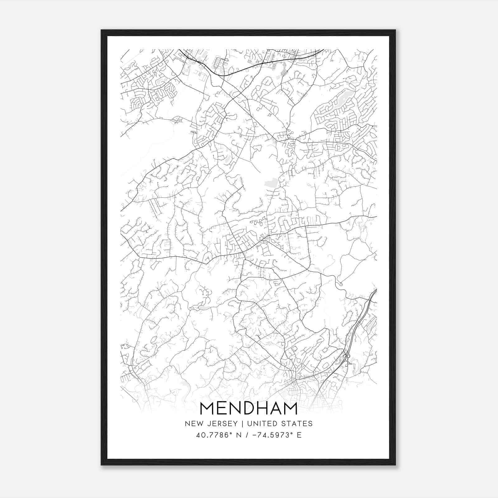 Mendham New Jersey Map Poster, Modern Home Decor Wall Art Print ...