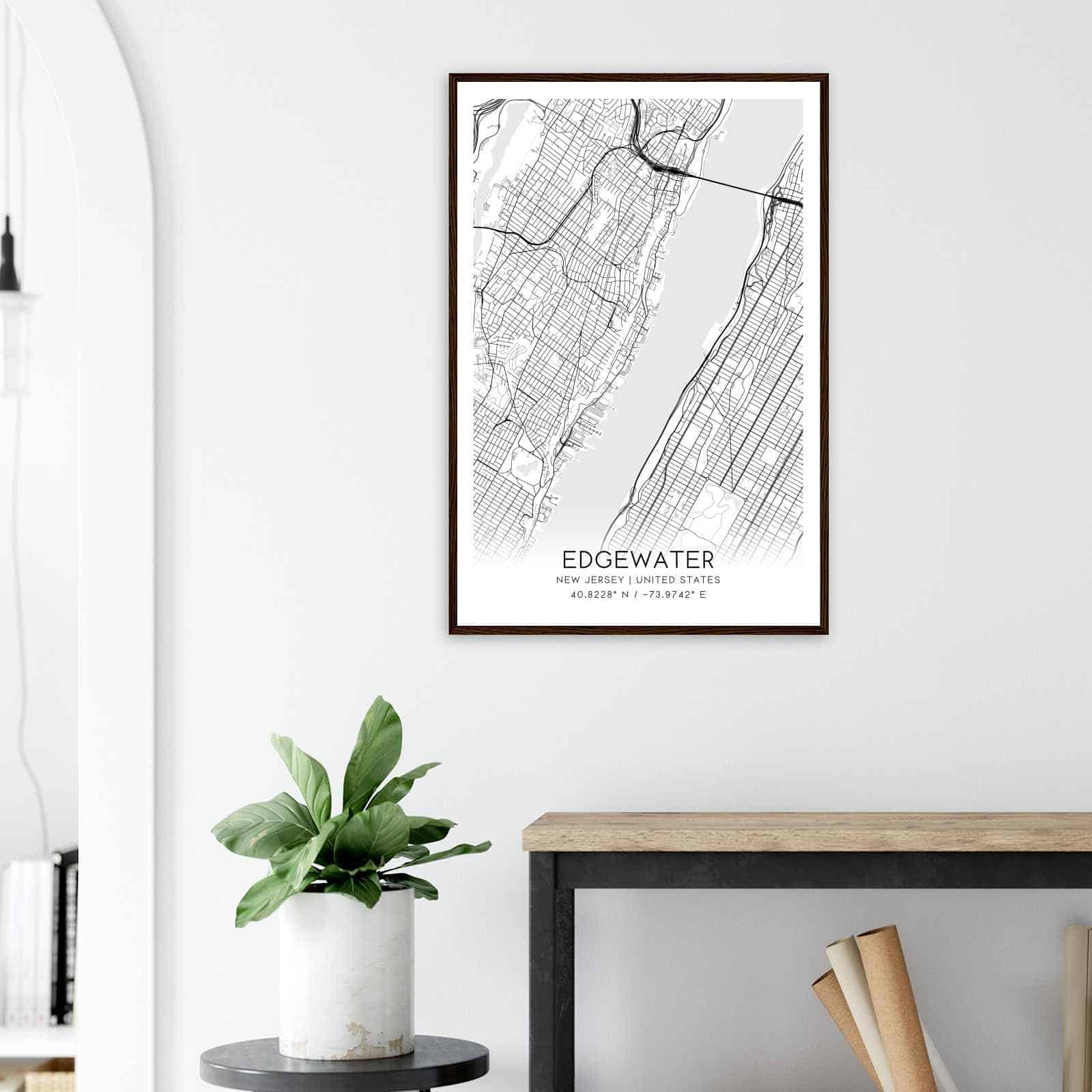 Edgewater New Jersey Map Poster, Modern Home Decor Wall Art Print ...