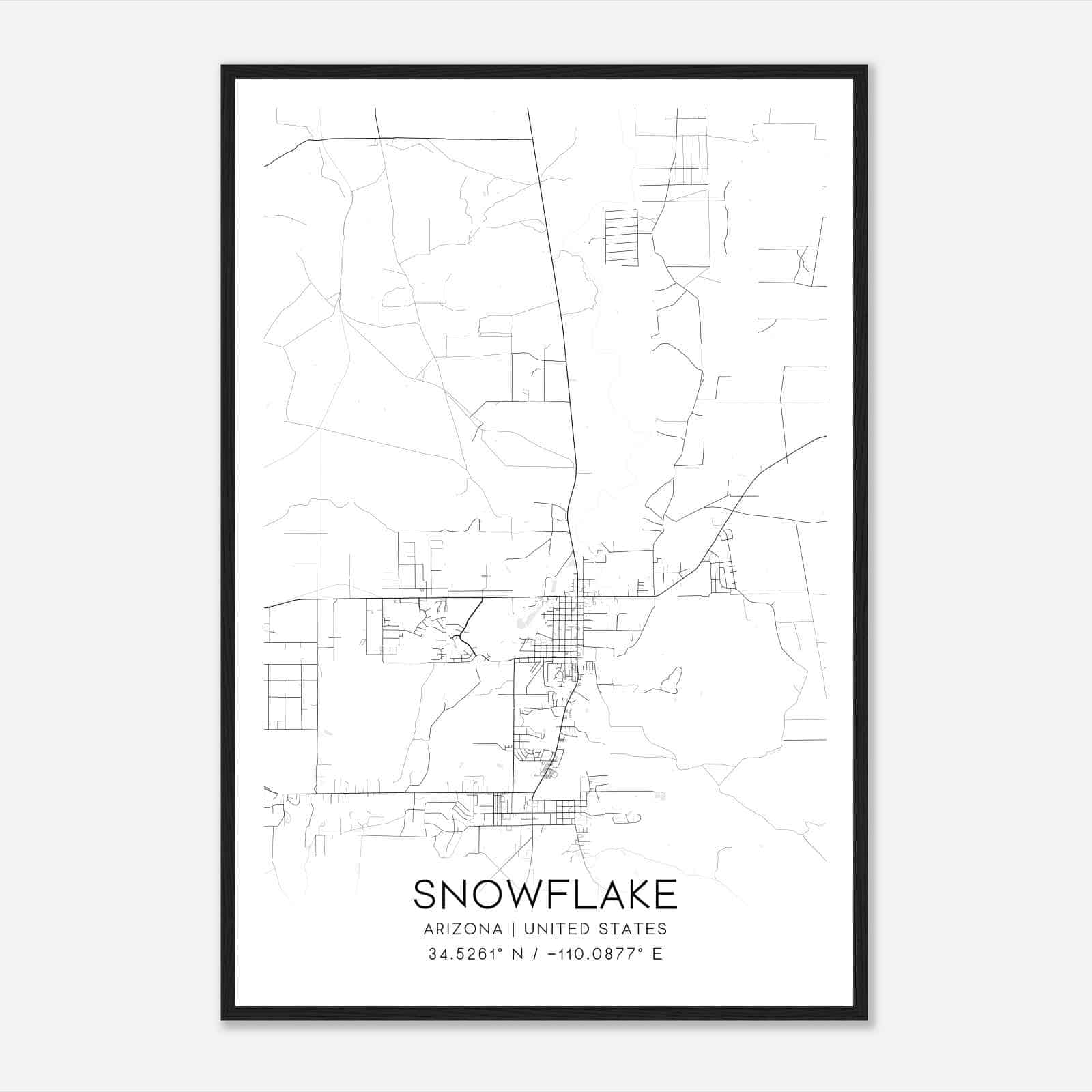 Snowflake Arizona Map Poster, Modern Home Decor Wall Art Print - Custom ...