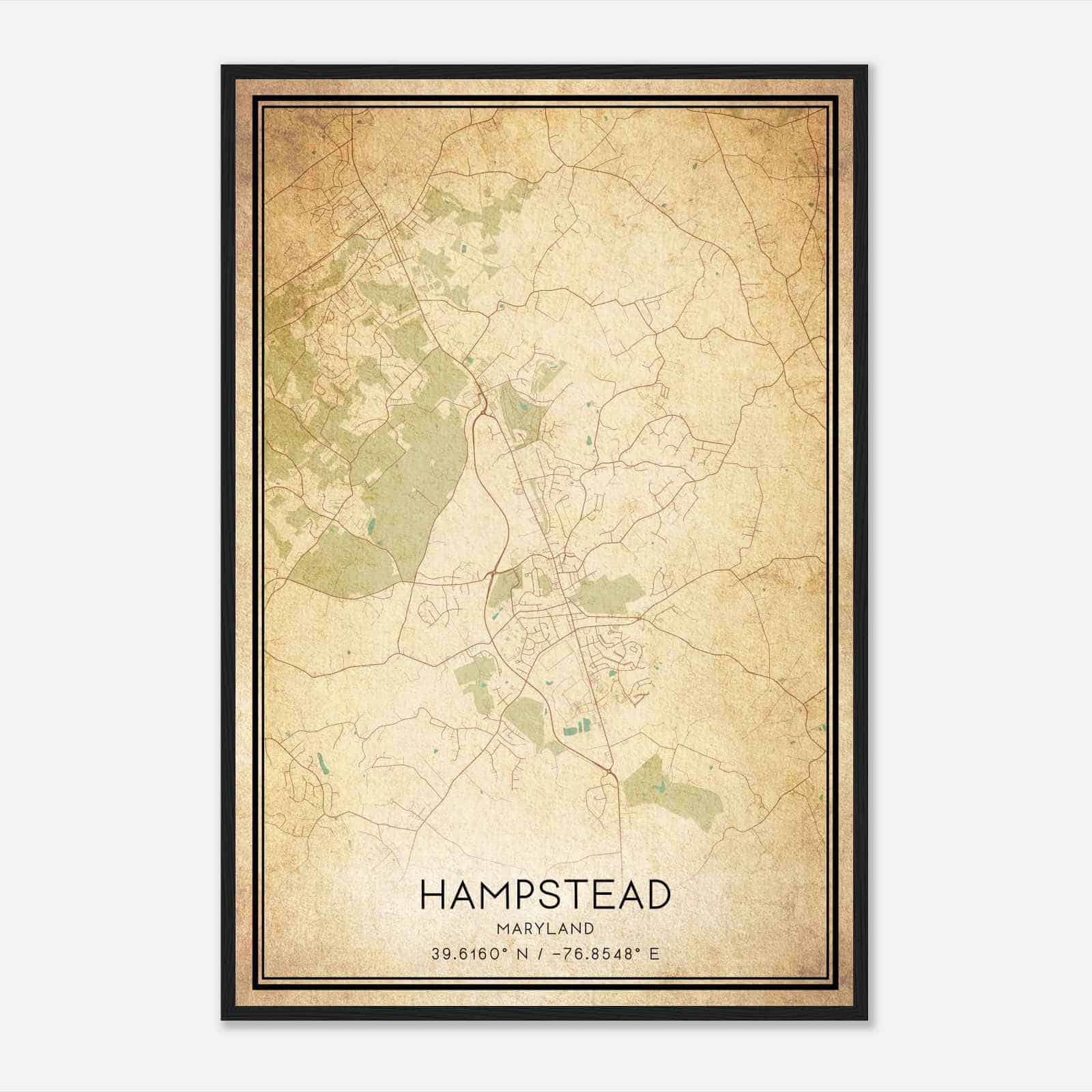 Vintage Hampstead Maryland Map Poster, Modern Home Decor Wall Art Print ...