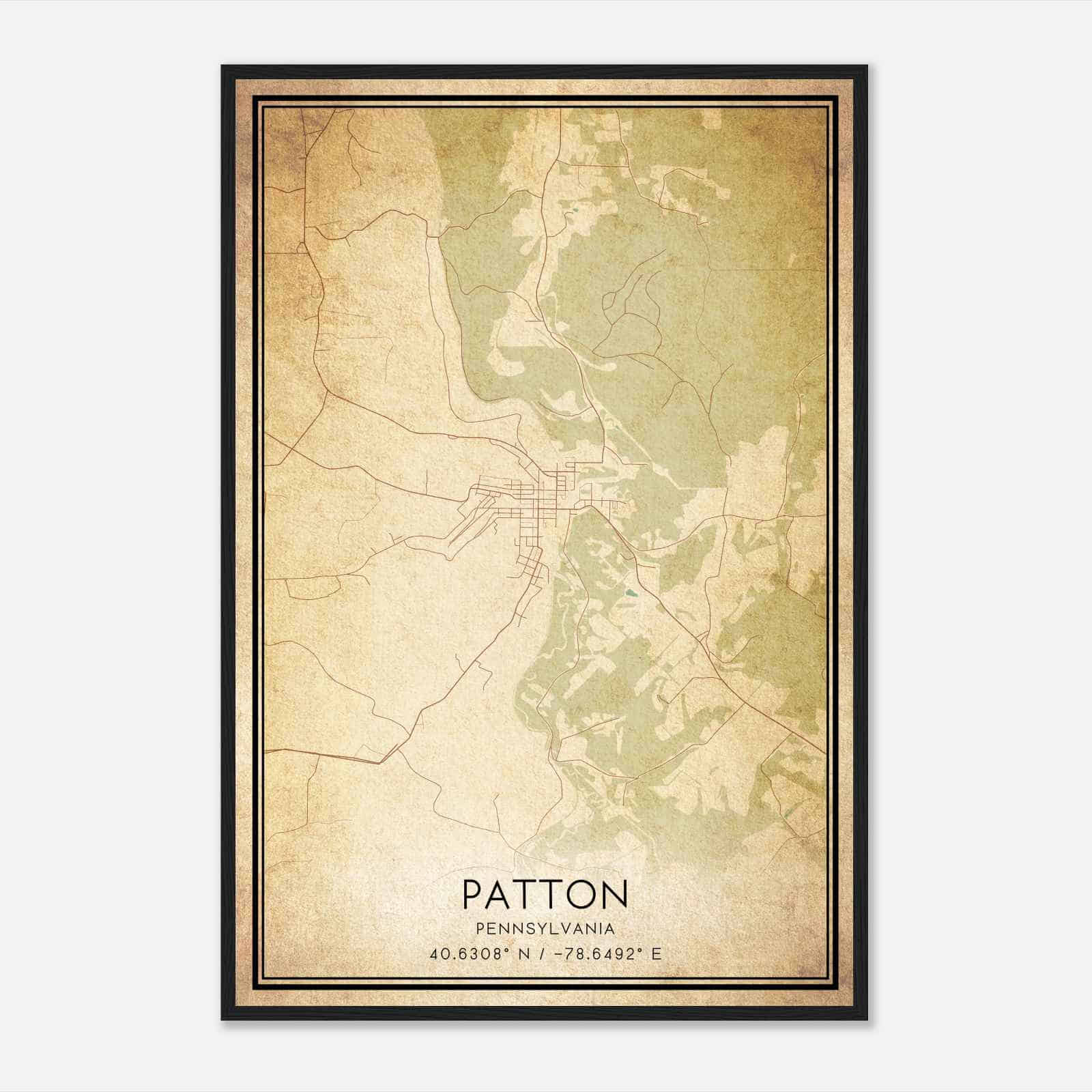 Vintage Patton Pennsylvania Map Poster, Modern Home Decor Wall Art ...
