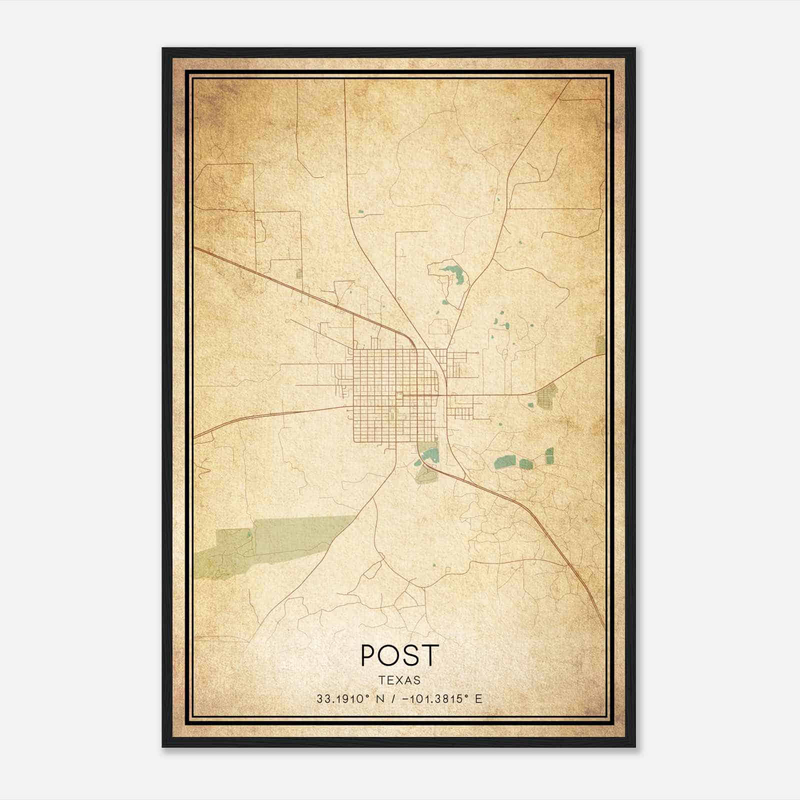 Vintage Post Texas Map Poster, Modern Home Decor Wall Art Print ...