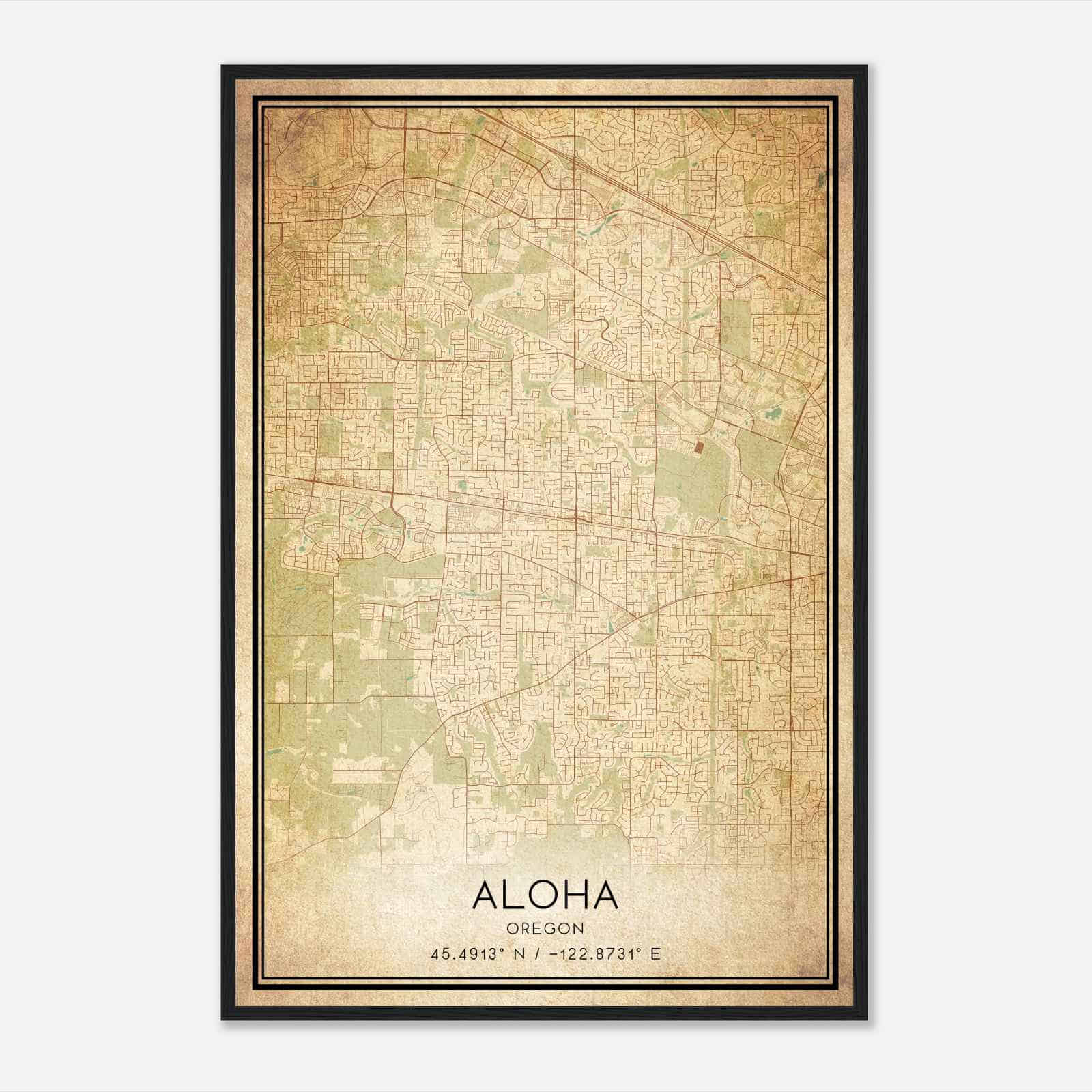 Vintage Aloha Oregon Map Poster, Modern Home Decor Wall Art Print ...