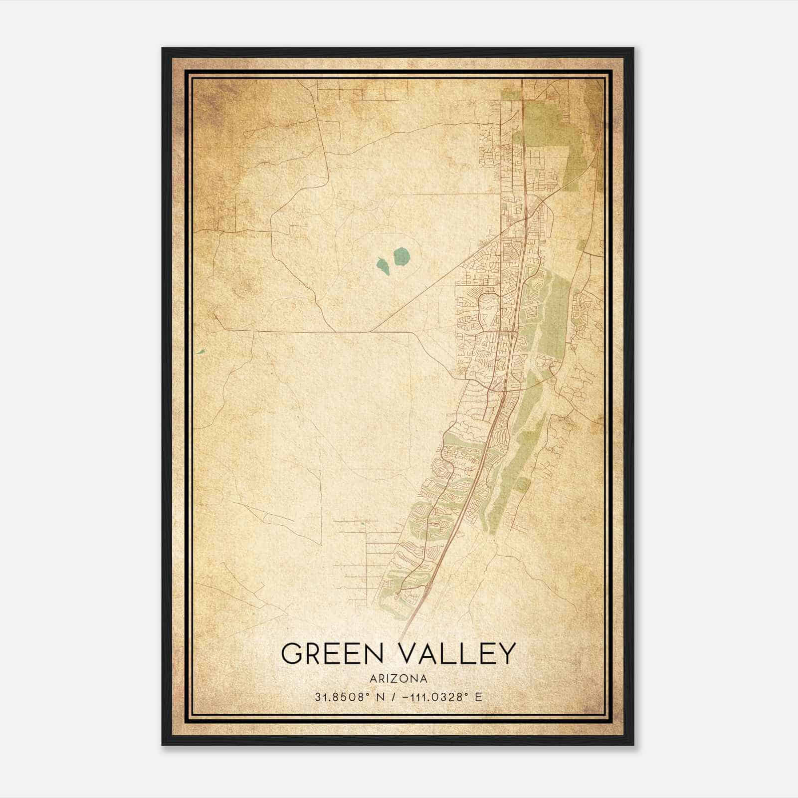 Vintage Green Valley Arizona Map Poster, Modern Home Decor Wall Art ...