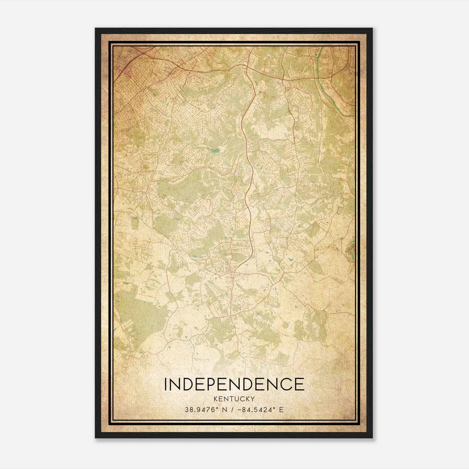 Vintage Independence Kentucky Map Poster, Modern Home Decor Wall Art ...