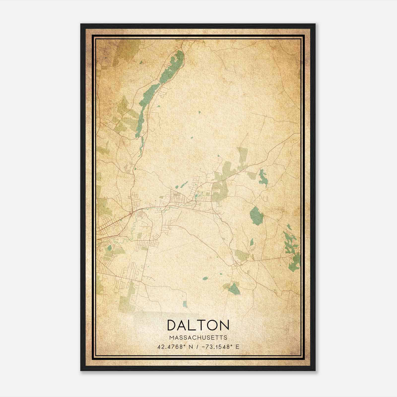 Vintage Dalton Massachusetts Map Poster, Modern Home Decor Wall Art ...