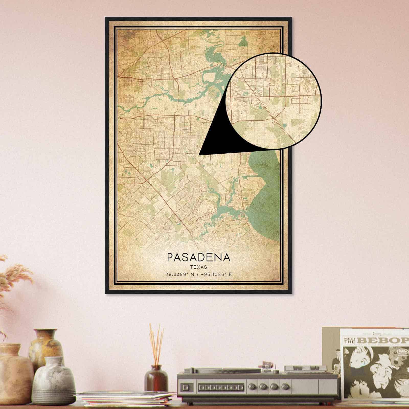Pasadena Texas Map Poster, Modern Home Decor Wall Art Print - Custom ...