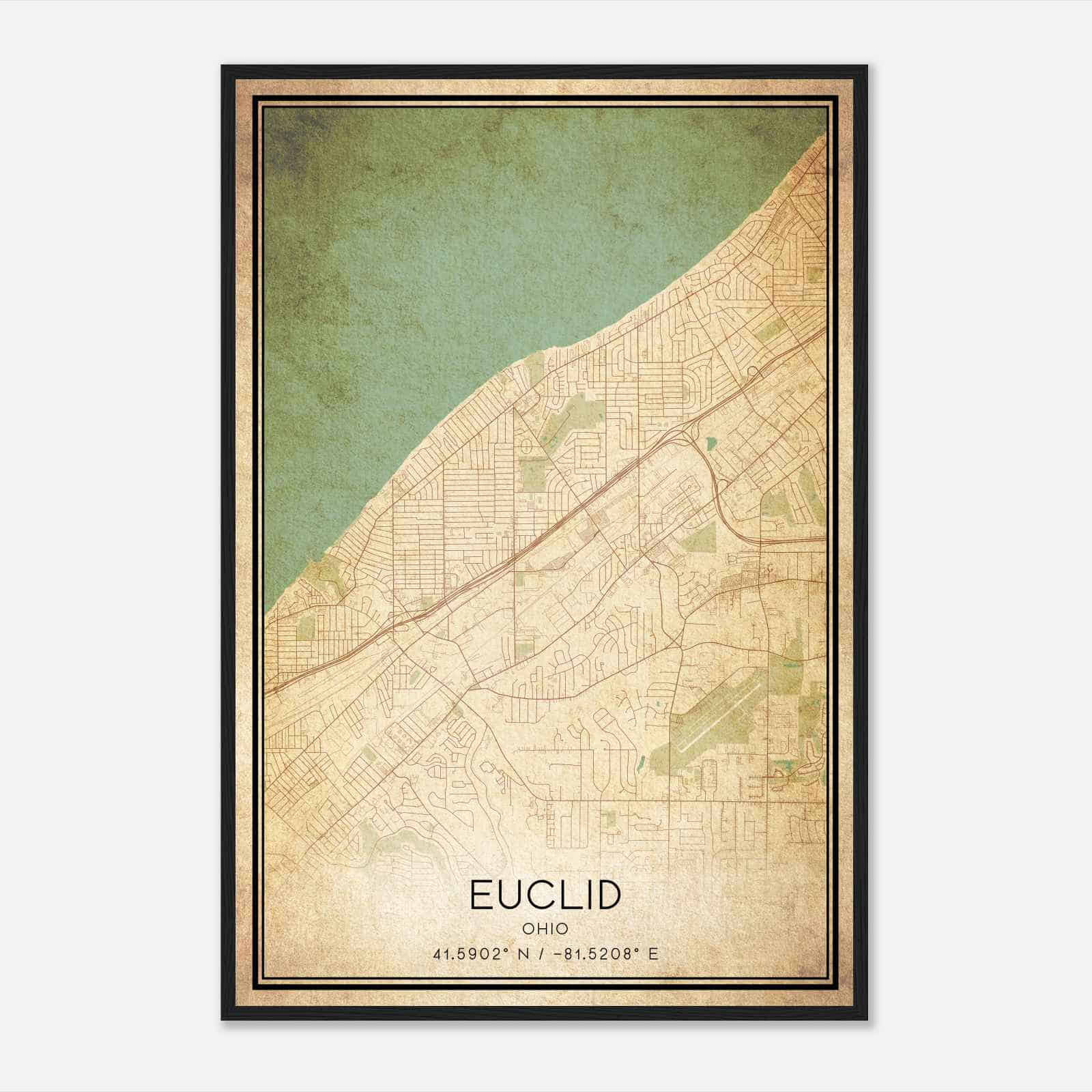 Vintage Euclid Ohio Map Poster, Modern Home Decor Wall Art Print ...