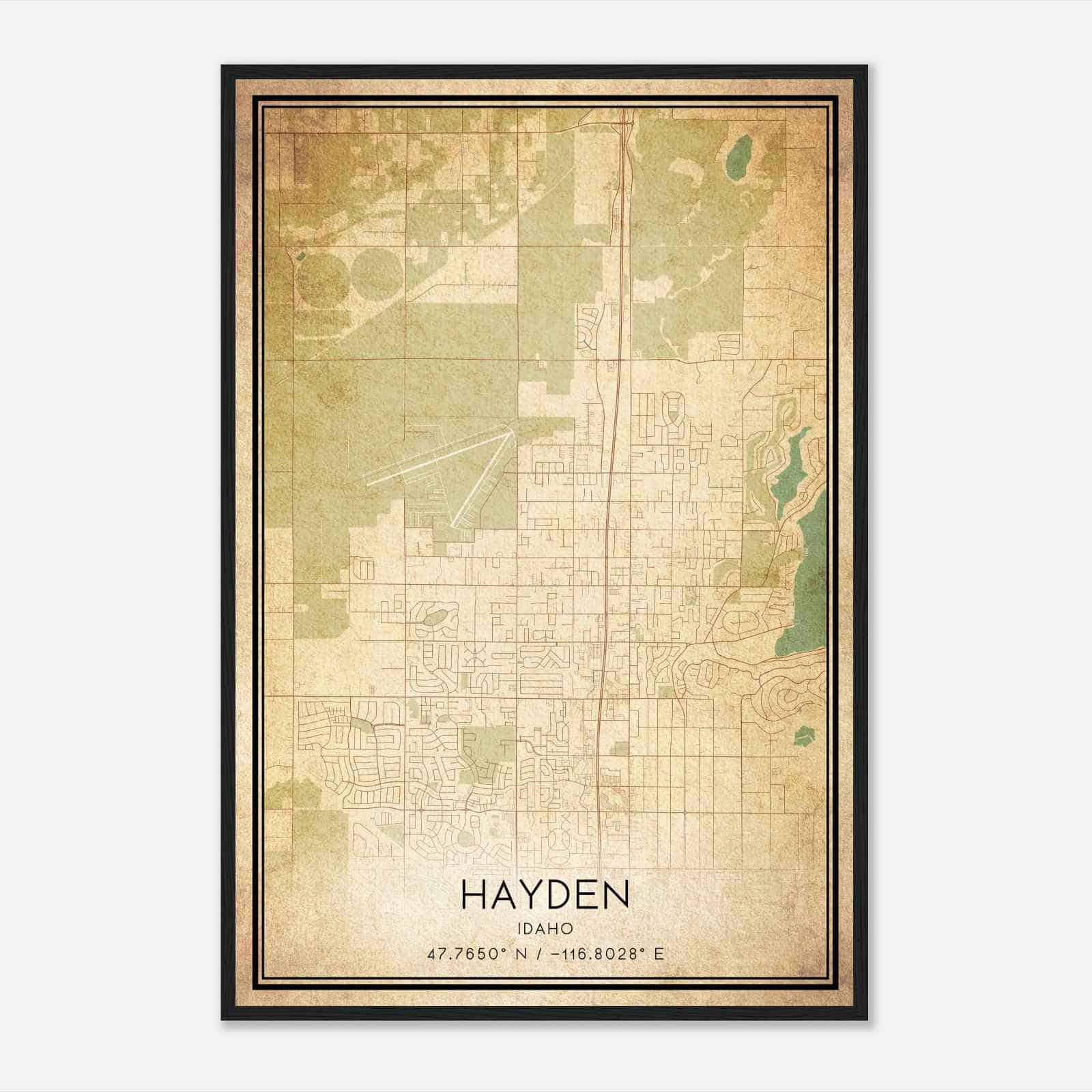 Vintage Hayden Idaho Map Poster, Modern Home Decor Wall Art Print ...