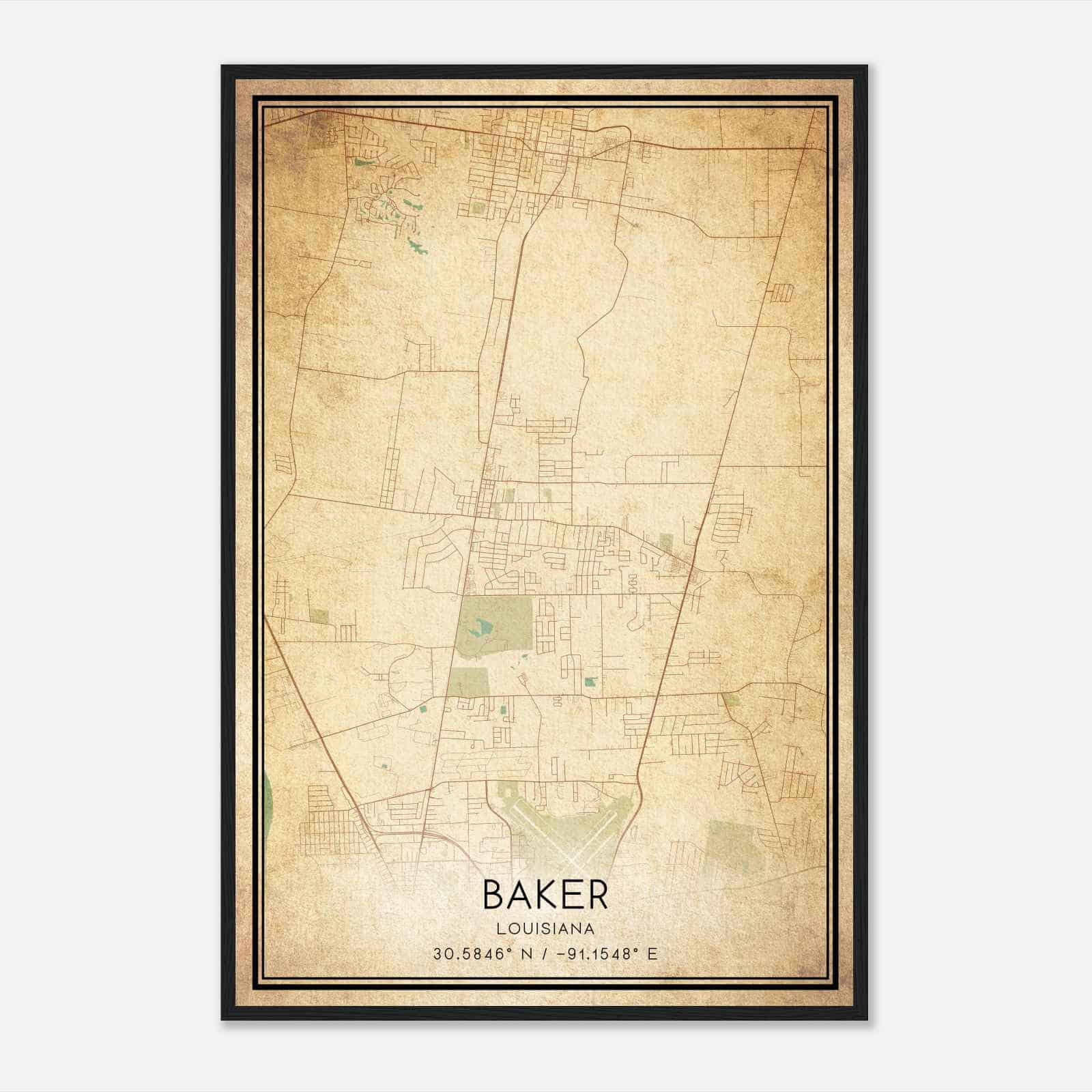 Vintage Baker Louisiana Map Poster, Modern Home Decor Wall Art Print ...
