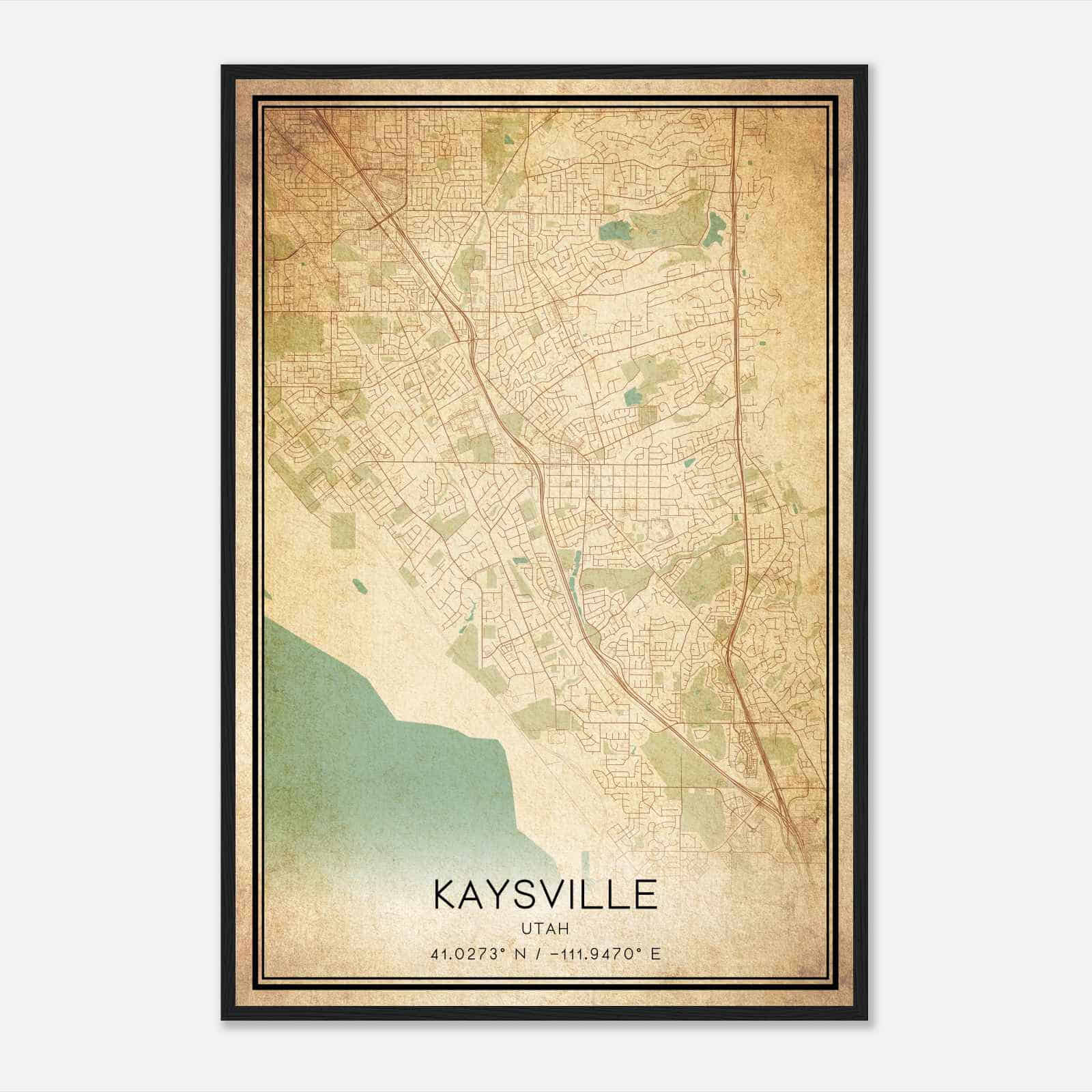 Vintage Kaysville Utah Map Poster, Modern Home Decor Wall Art Print ...