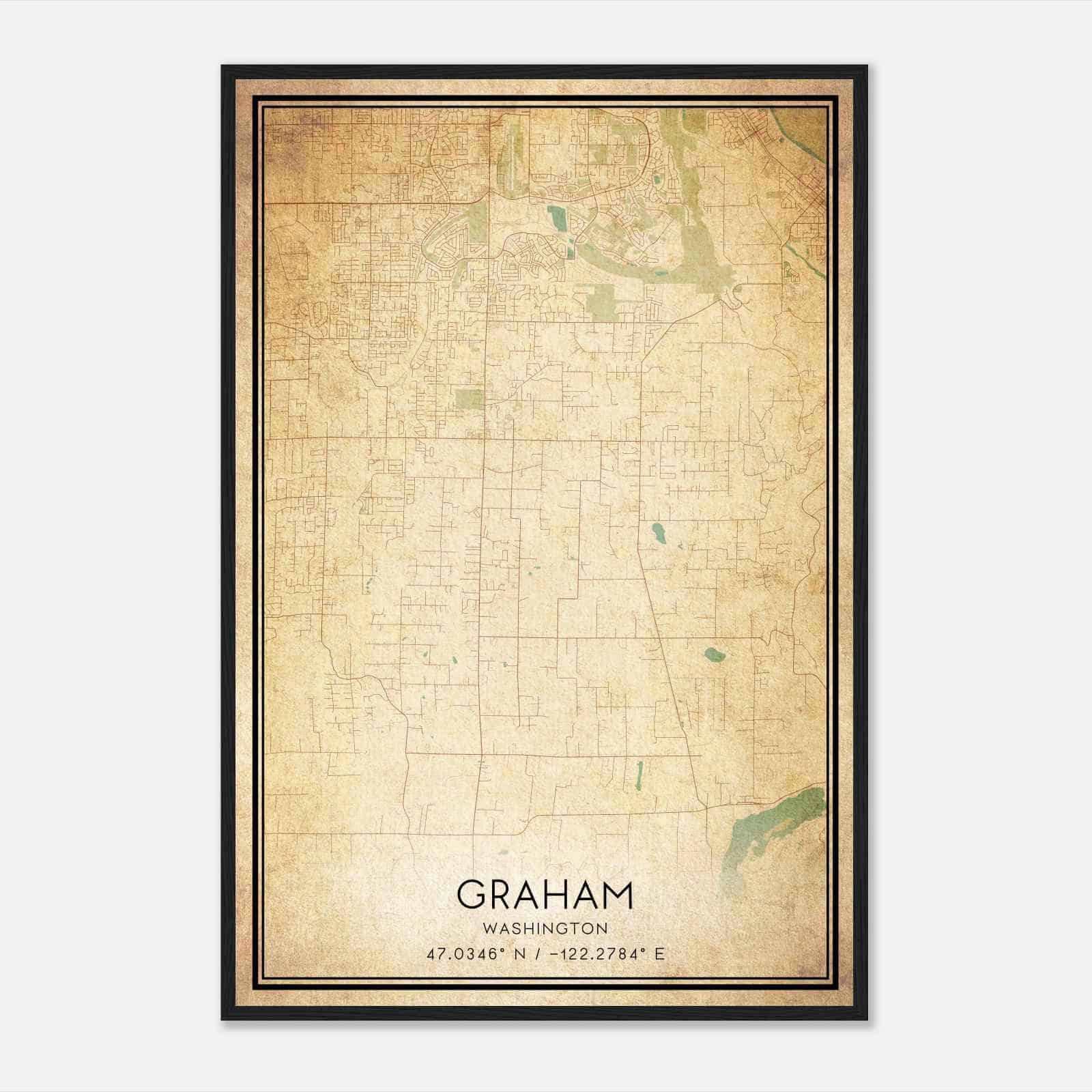Vintage Graham Washington Map Poster, Modern Home Decor Wall Art Print ...